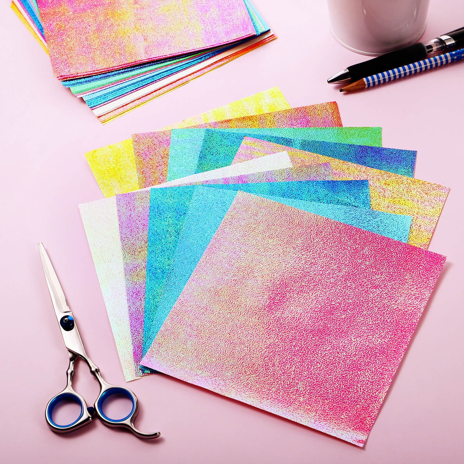 Tineasur Assorted Color Iridescent Origami Paper for Handcraft and ...