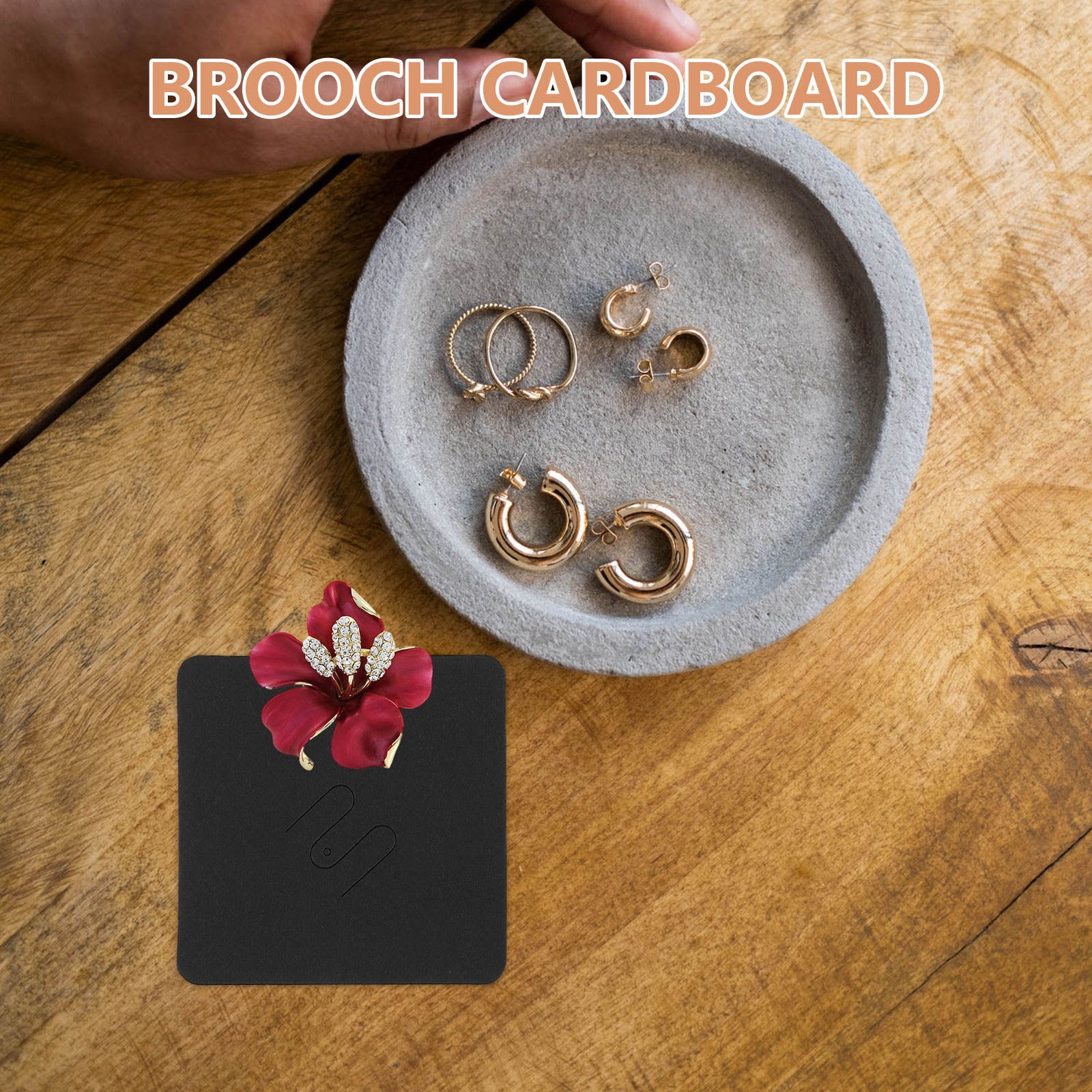 Tineasur 100Pcs Simple Design Black Paper Jewelry Holder Cards for ...