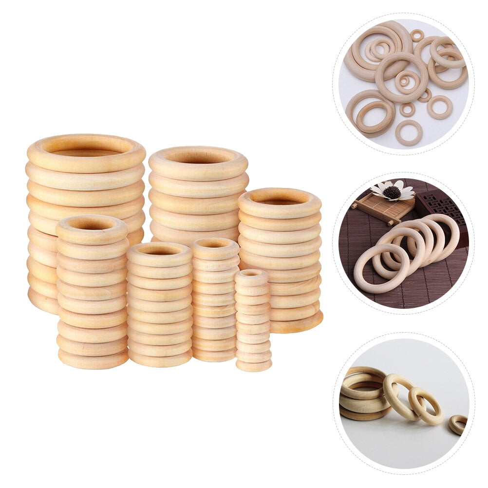 Tineasur Unfinished Wooden Curtain Rings Khaki Natural Material for ...