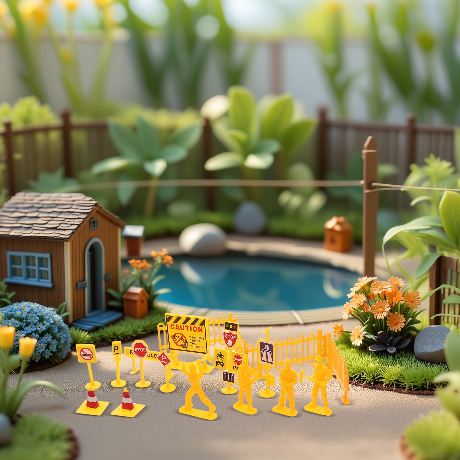 Tineasur 108Set Road Traffic Signs for Kids with Yellow Plastic for ...