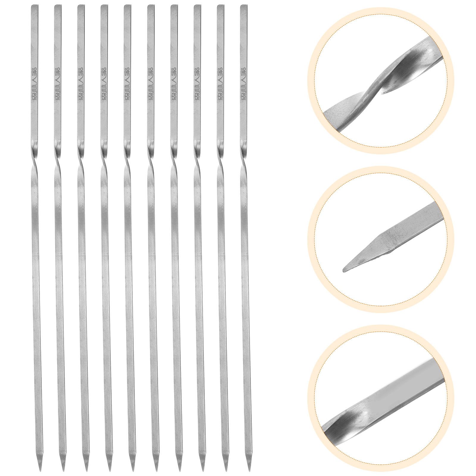 Tineasur 10Pcs Flat Kebab Skewers for Grilling Stainless Steel BBQ Lovers - Walmart.com