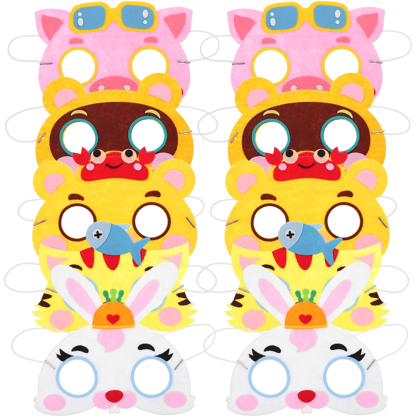 Tineasur 10Pcs Fun Masks for Kids Assorted Color Pig Shape Party ...