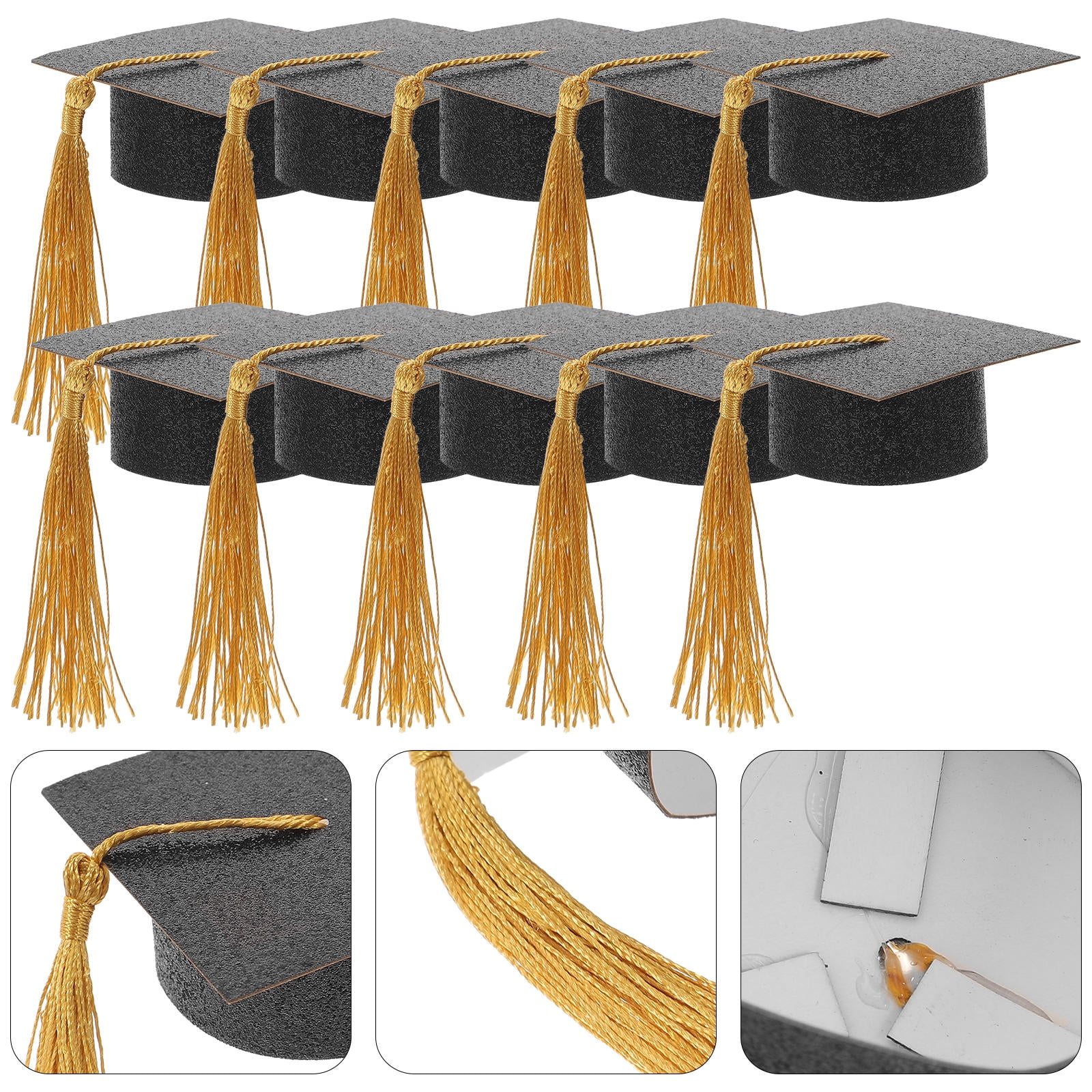 Tineasur 10Pcs Graduation Cap Cup Doctoral Hat Style Black Paper for ...