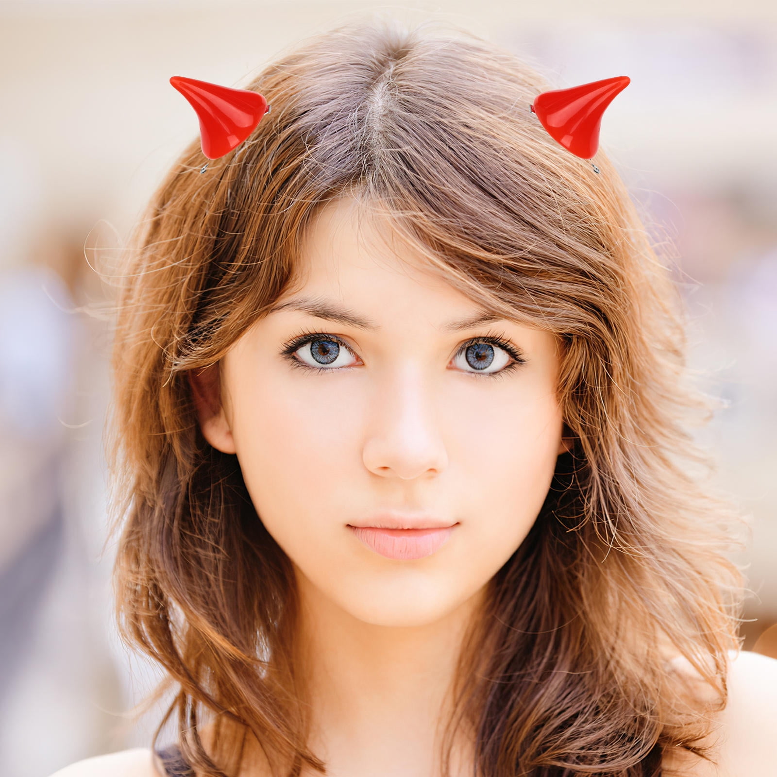 Tineasur 10Pcs Hair Accessories Metal Resin Red Horn Shape for and ...