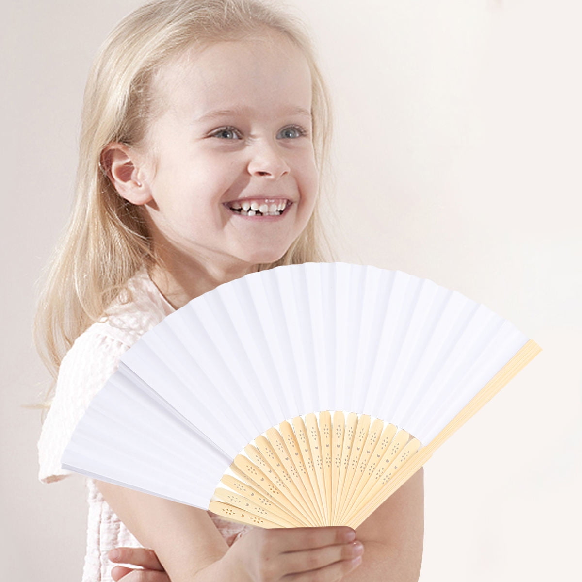 Tineasur 10Set White Bamboo Folding Fans for Childrens DIY Projects ...