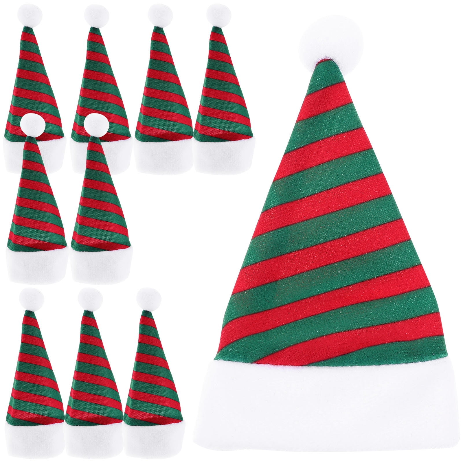 Tineasur 10Pcs Mini Santa Hats Red And Green For Christmas Dinner And ...