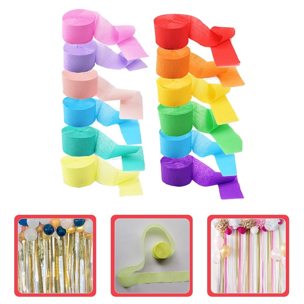 Tineasur Party Crepe Paper Streamers Assorted Color Flexible and Fade ...
