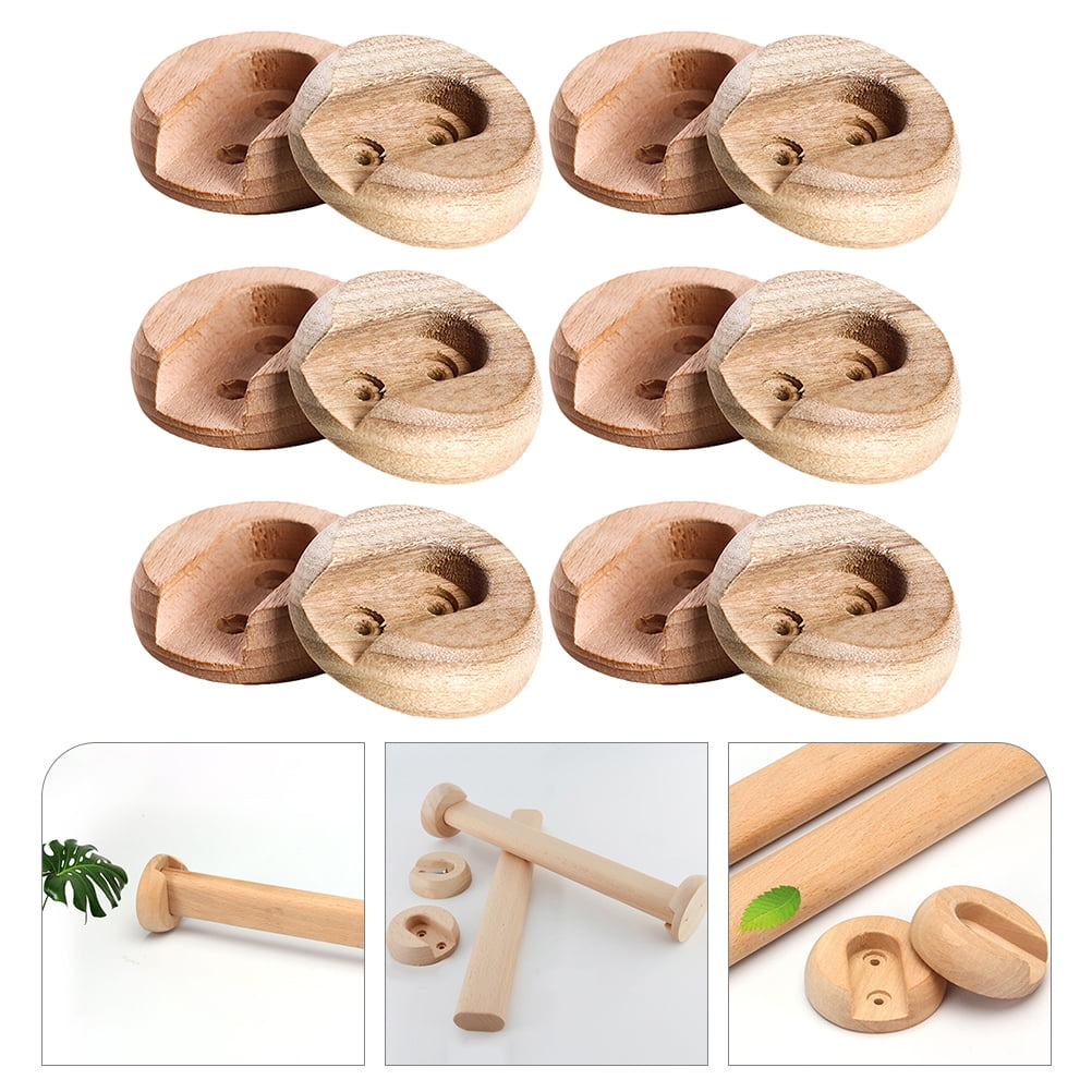 Tineasur Smooth Thick Wood Closet Rod Brackets for Pole Safety 6Pairs ...