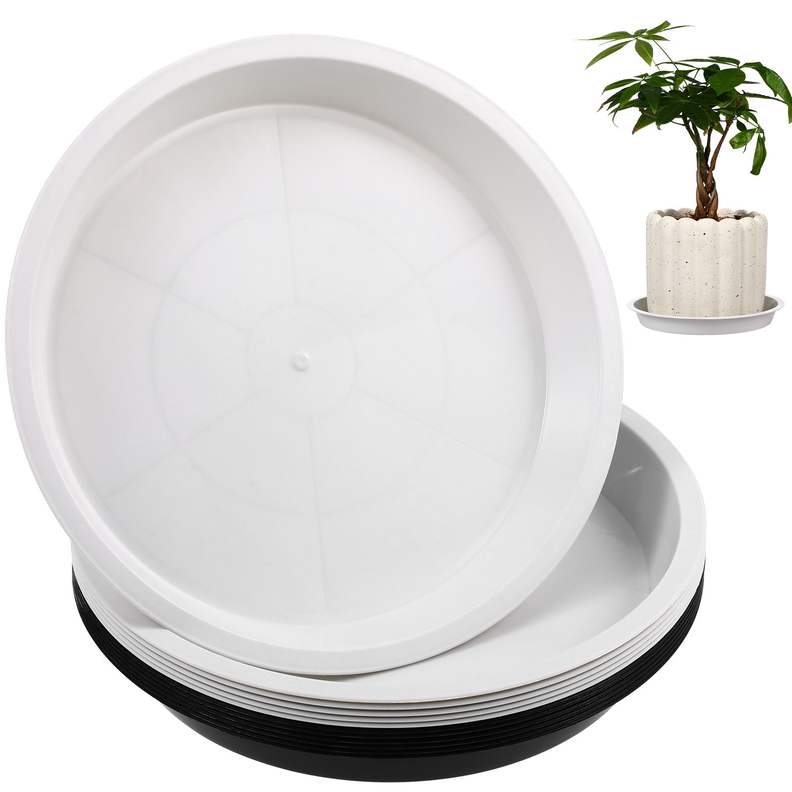 Tineasur 12Pack Planter Drip Trays Black For Outdoor Garden With Plant ...