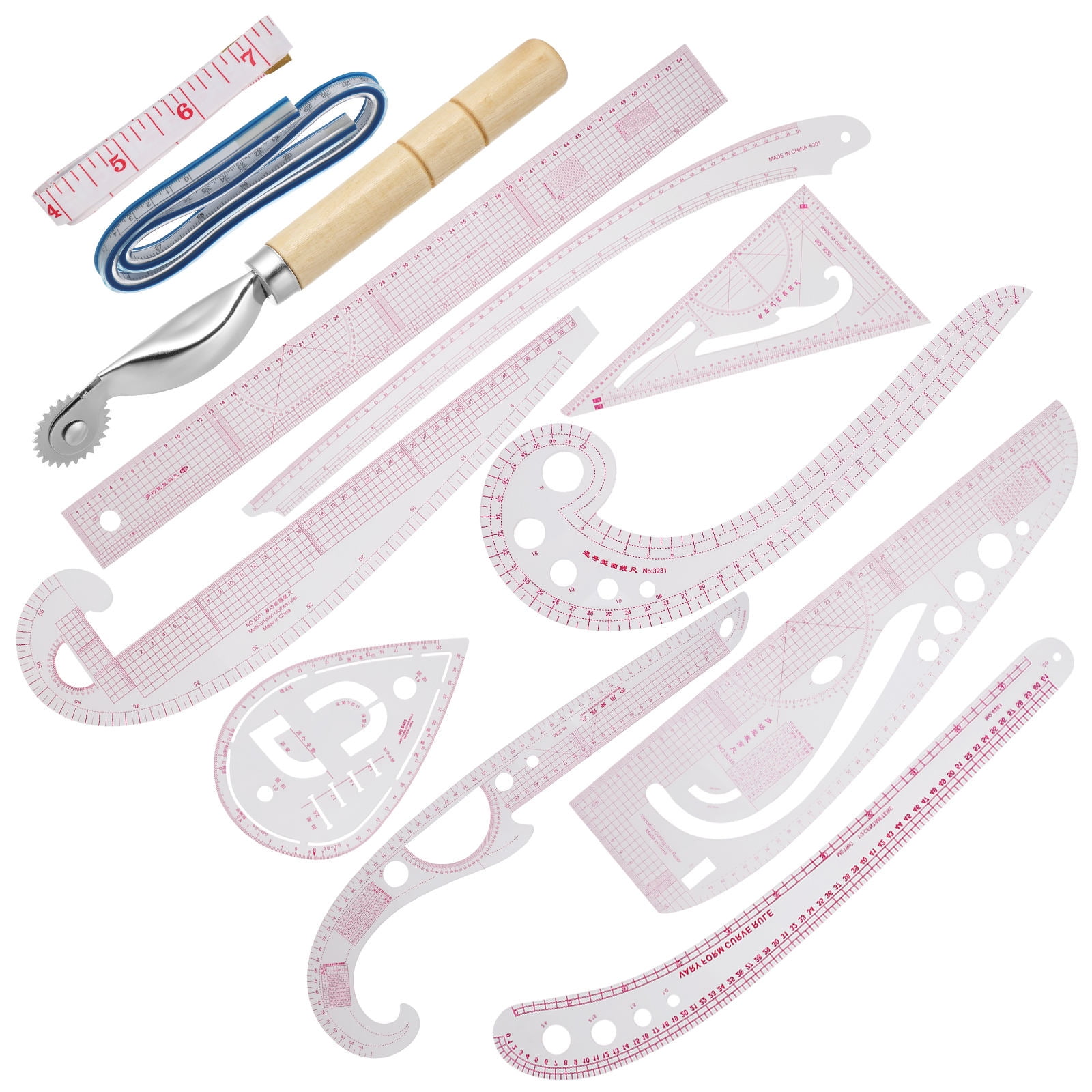 Tineasur 12Set Sewing Equipment French Curve Ruler Set Assorted Color ...