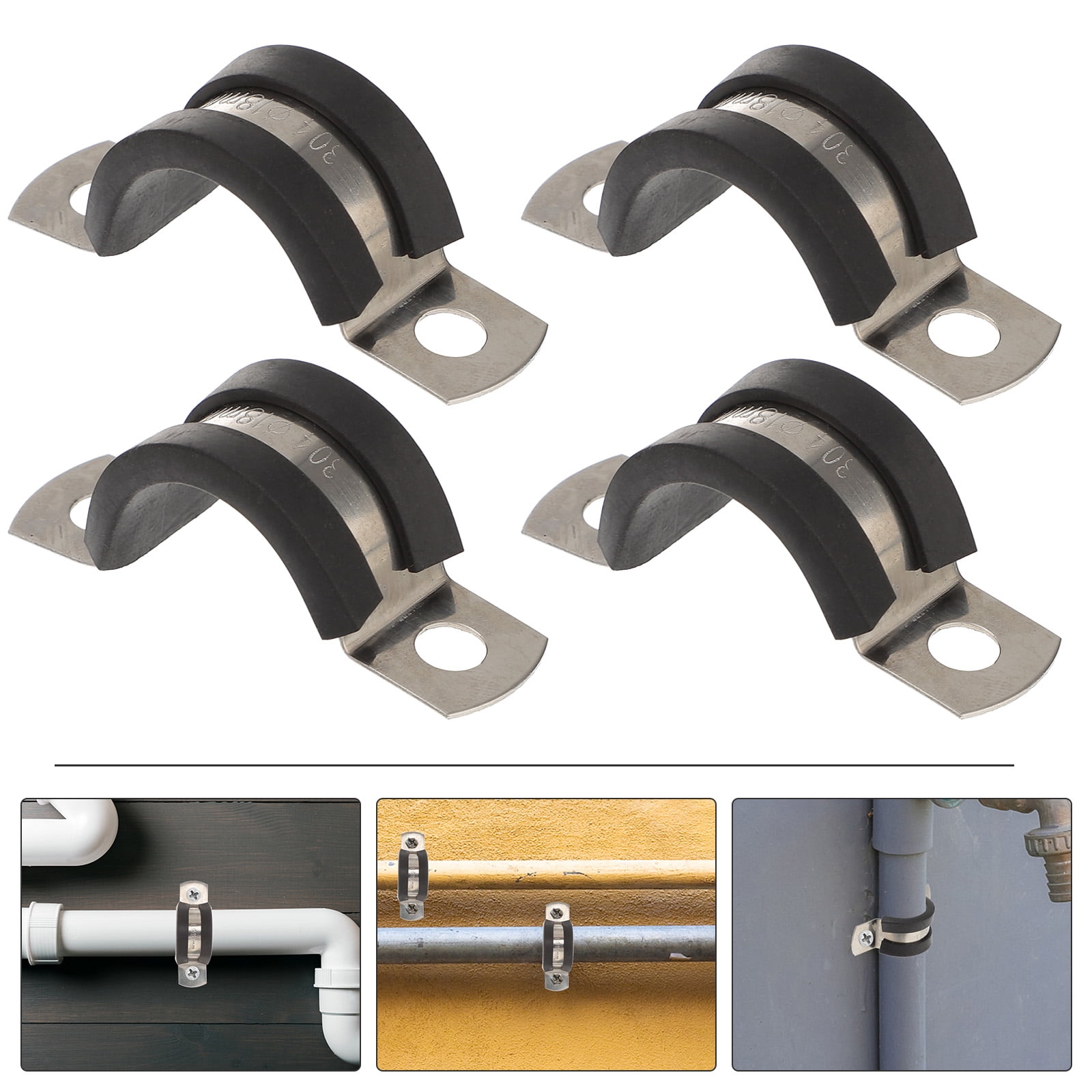 Tineasur 15Pcs Stainless Steel U Shape Cable Clamps Rubber Cushioned ...