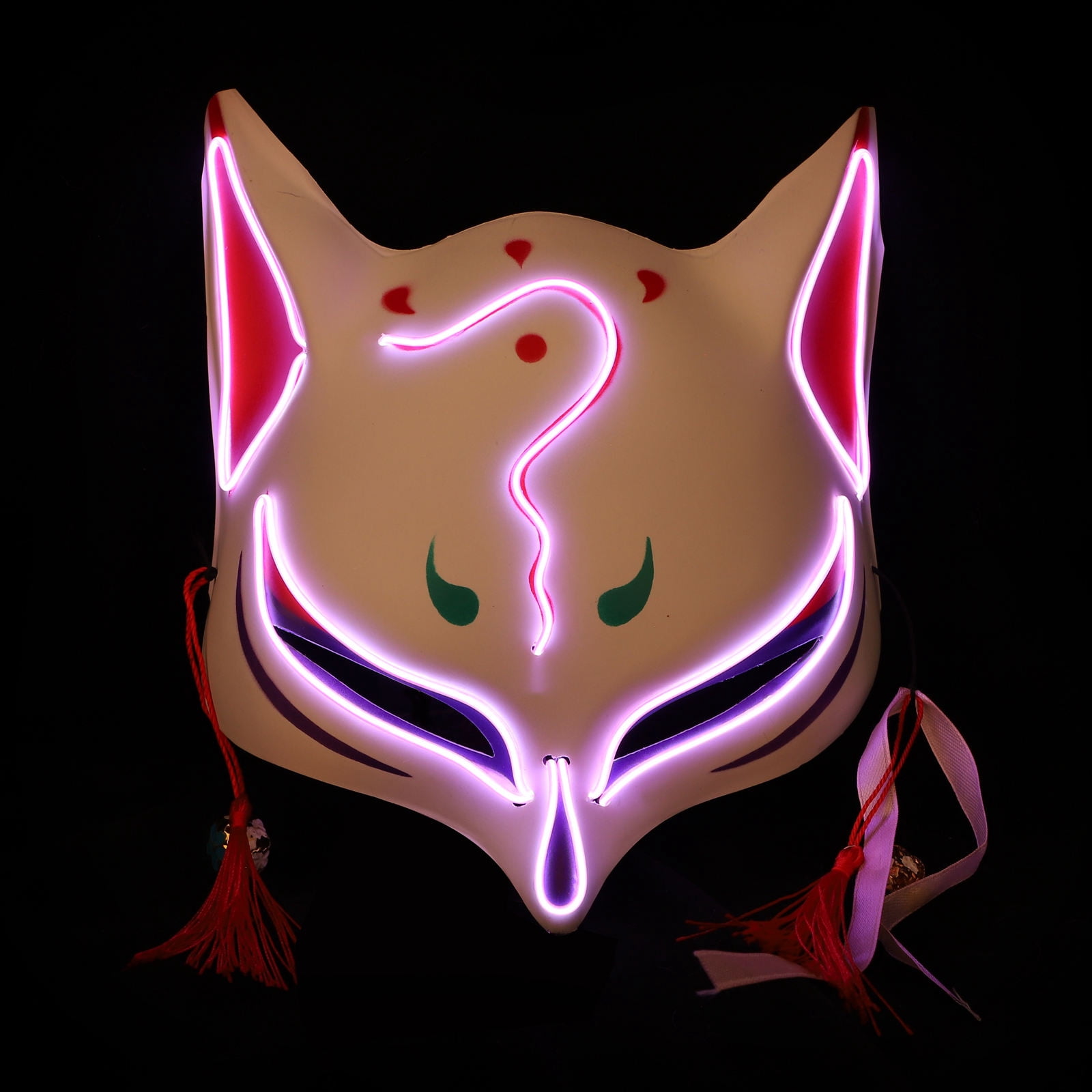 Tineasur 1PC Glowing Mask Plastic Fox Face Party Prop Purple 22.5X19 ...