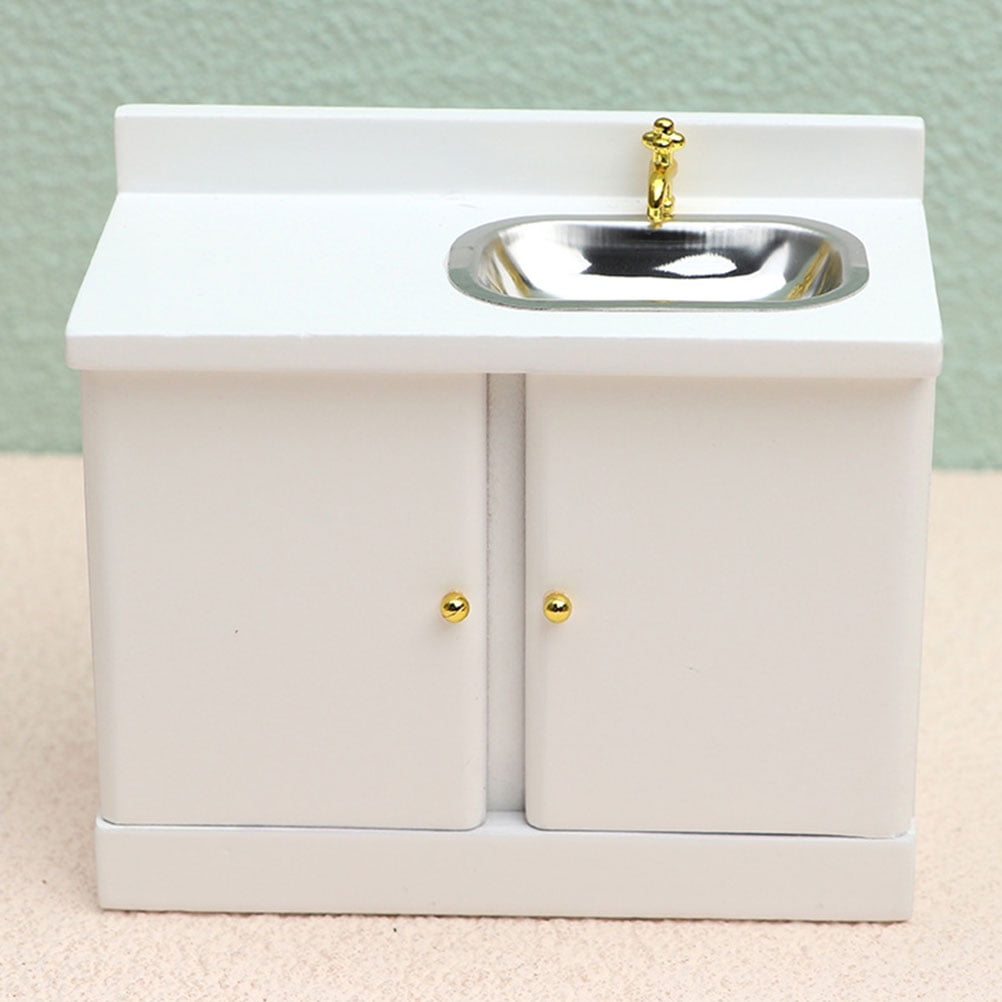 Tineasur 1Pack Doll House Mini Furniture Kitchen Sink Shape in White ...