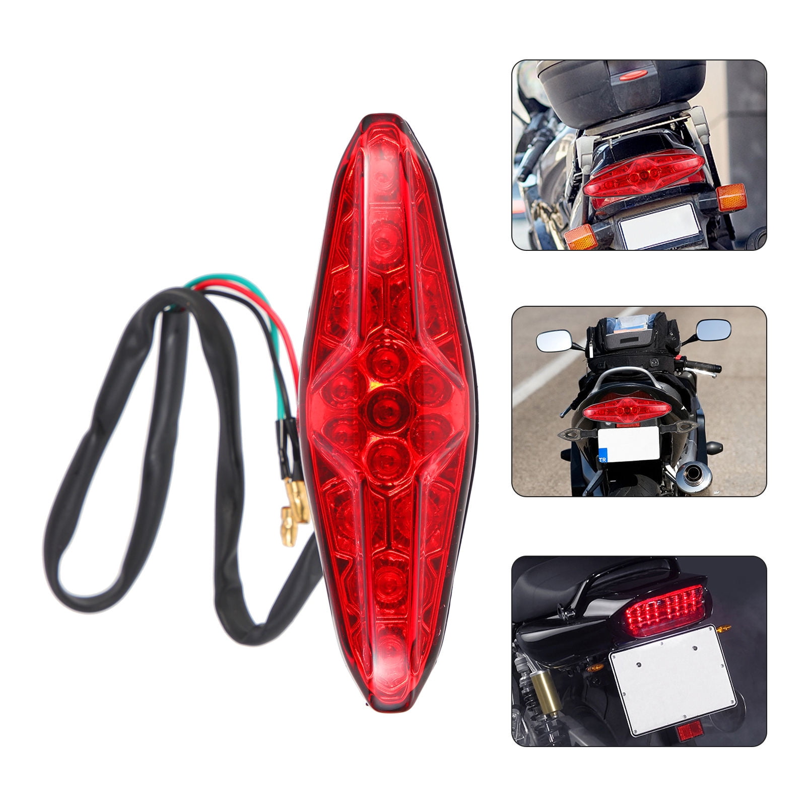 Tineasur 1Pack Retro Motorcycle Light Red ABS LED 12V Rectangular for ...