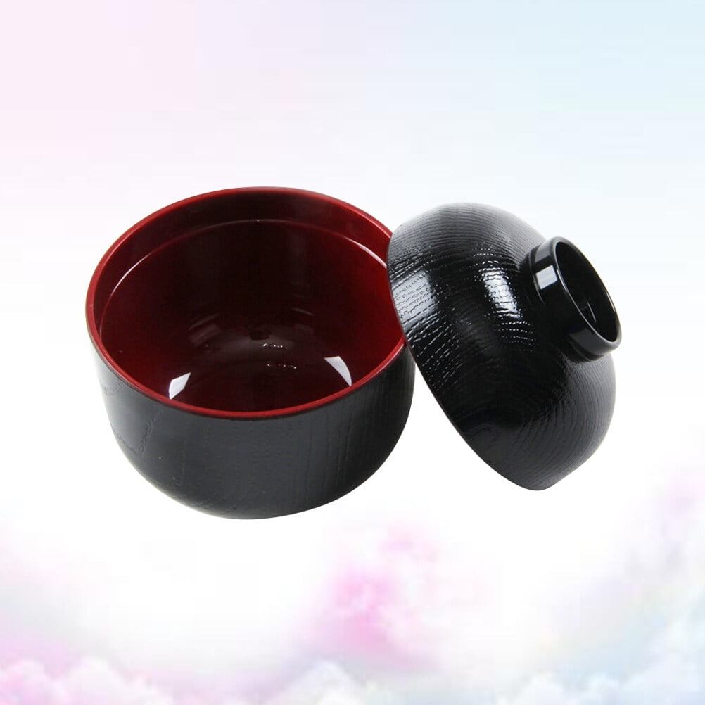 Tineasur 1Pcs 10.0X9.5X9.5In Black Abs Plastic Ramen Bowl With Cover ...