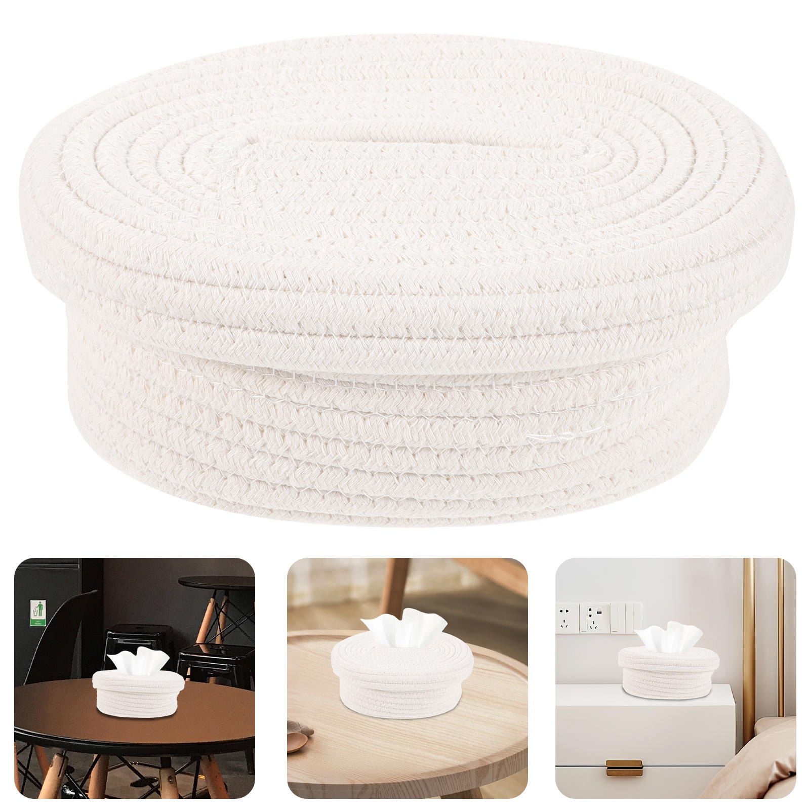 Tineasur Facial Tissue Holder Box Tissue Holder White Cotton Rope 1Pack ...