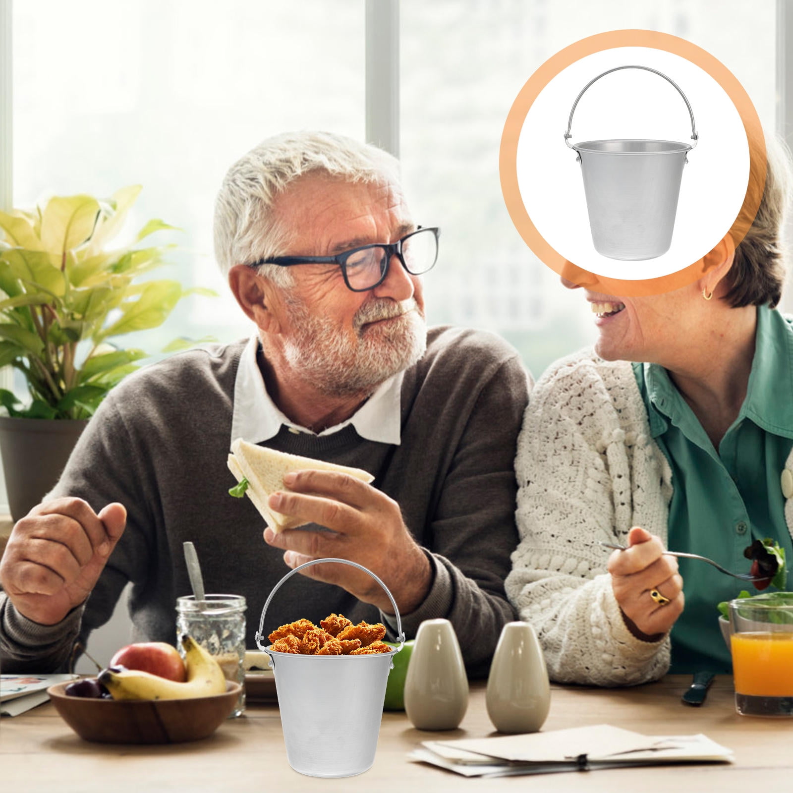 Tineasur Chips Bucket For Party Grey 1Pcs 4.7x4in Stainless Steel ...