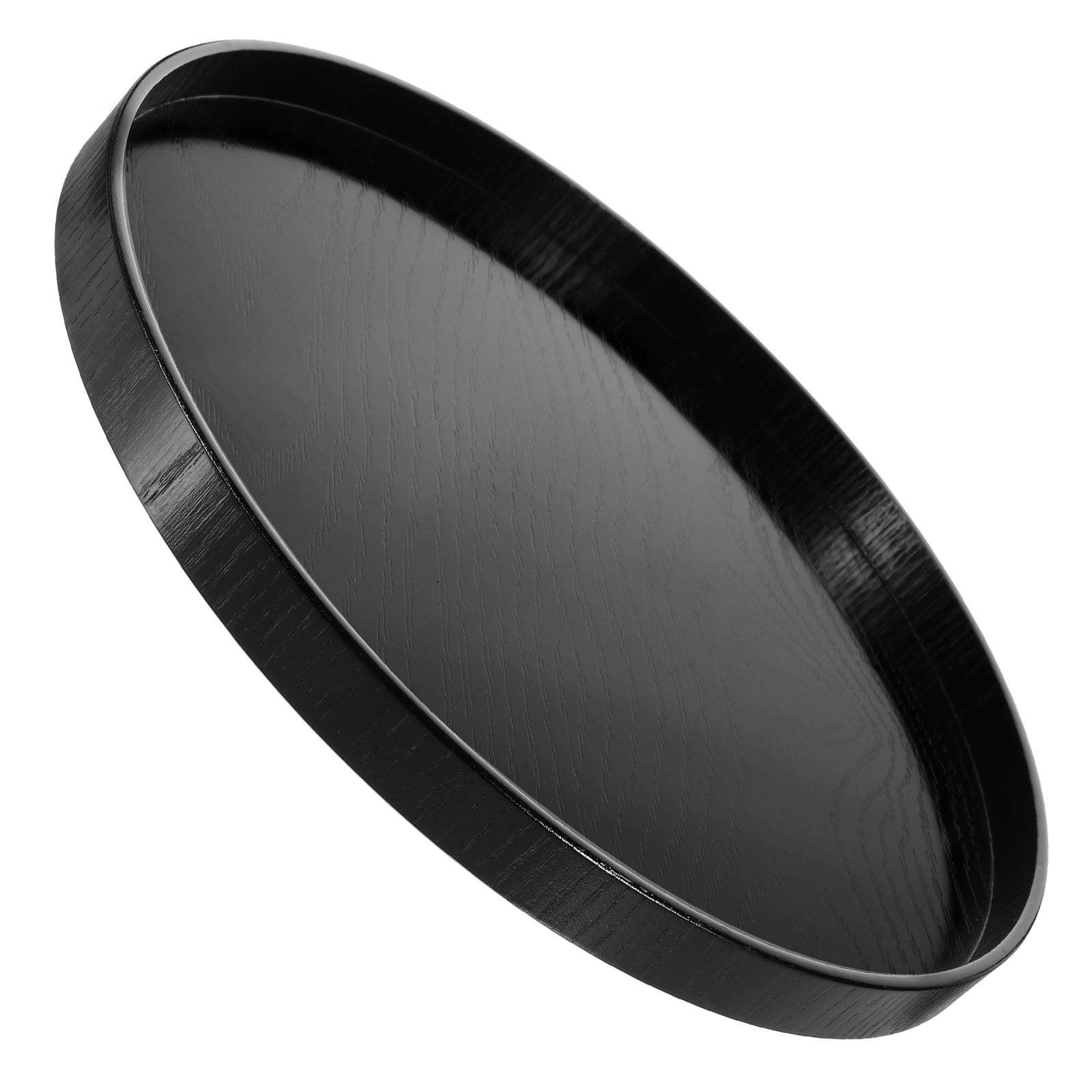 Tineasur Round Black Wood Serving Tray Elegant Decorative Tray for ...