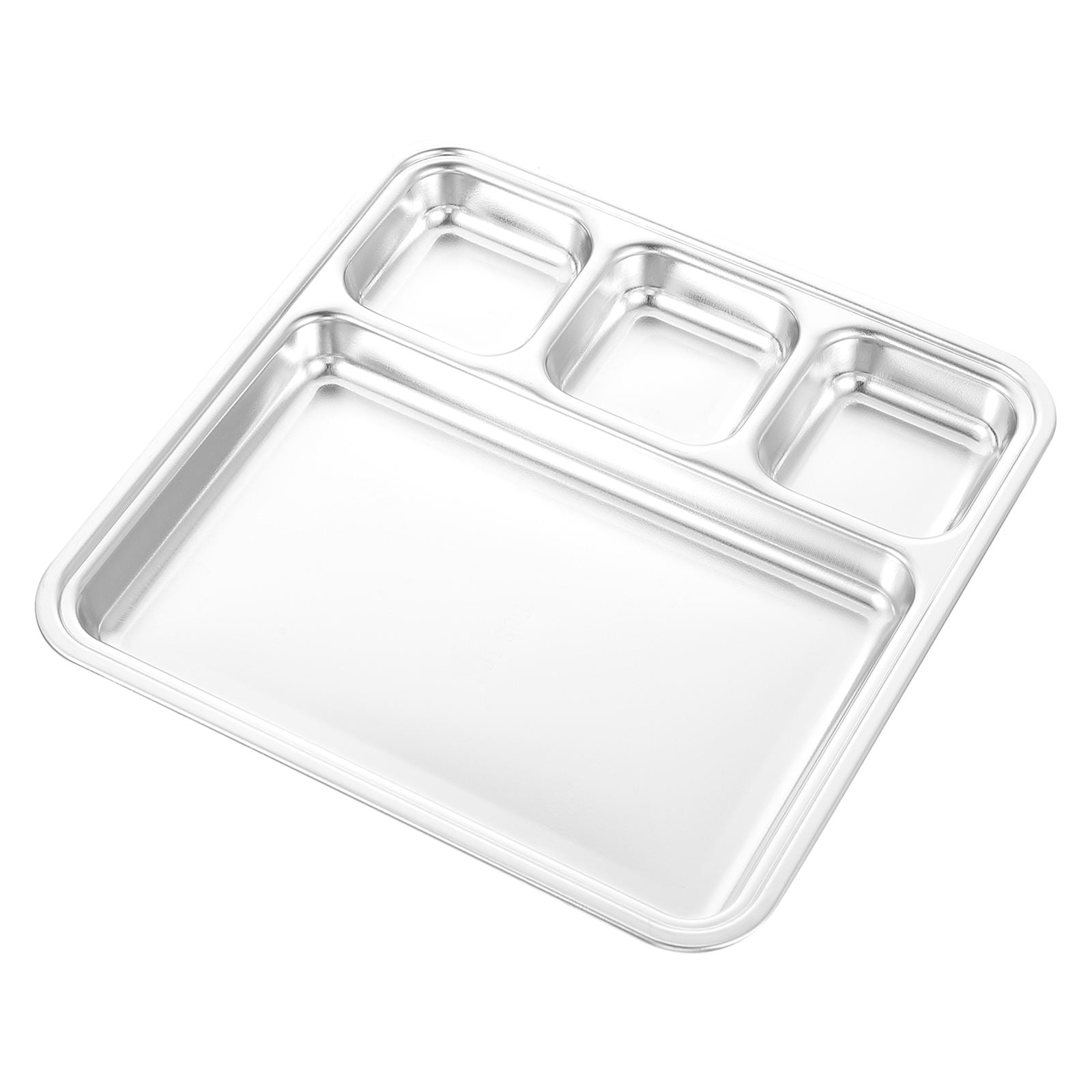 Tineasur Square Divided Compartment Plate Stainless Steel Silver 1Set ...