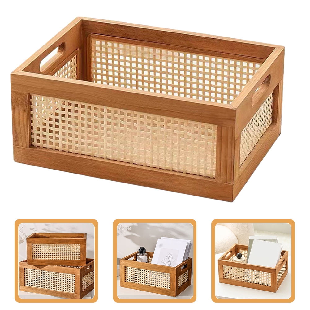 Tineasur Handmade Bamboo Woven Wooden Storage Basket Light Brown for ...