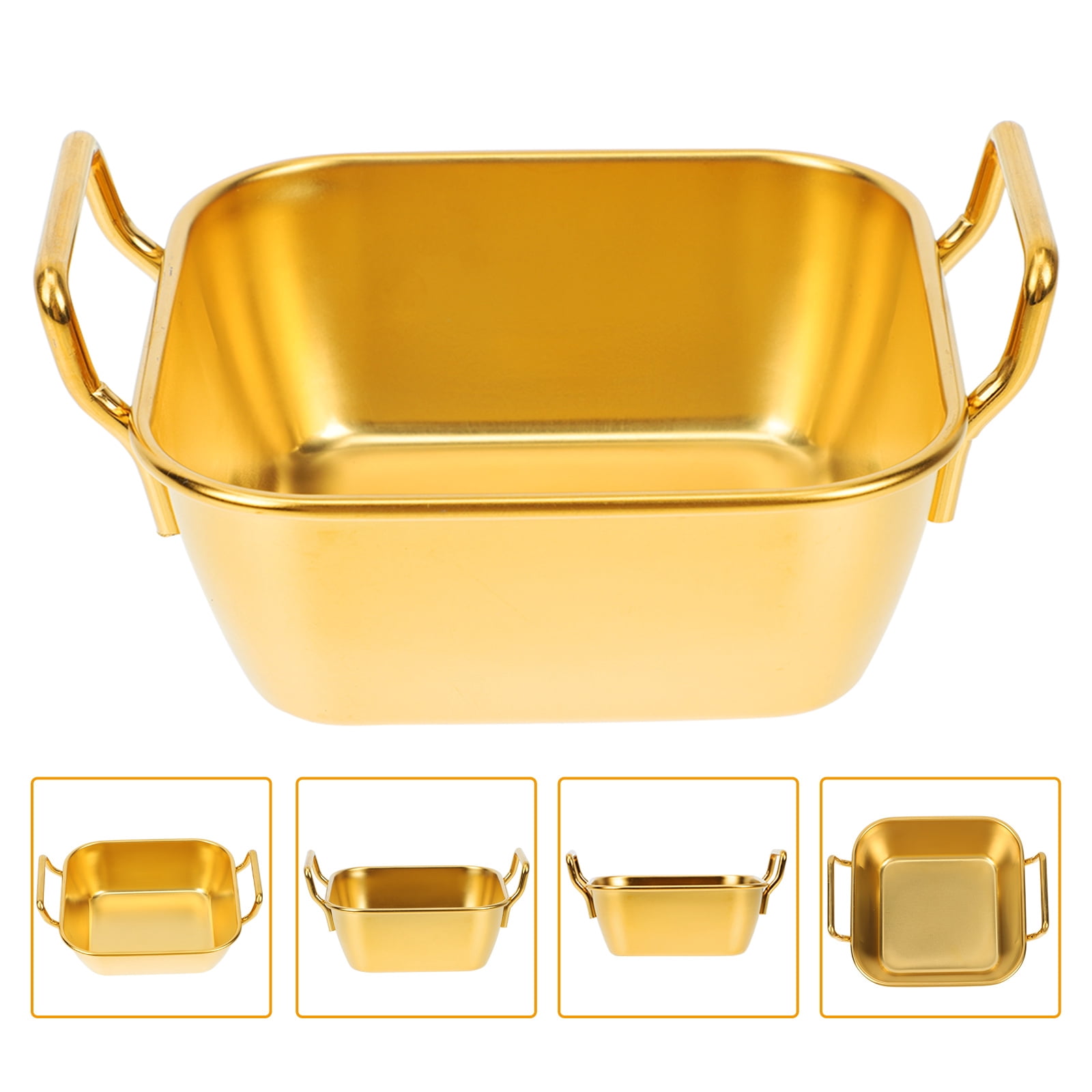 Tineasur 1Set Golden Rectangular Snack Plate with Sauce Storage ...