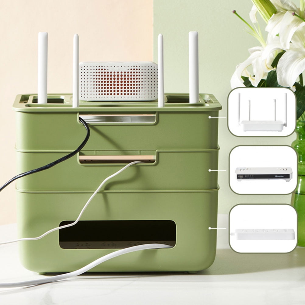 Tineasur Wall Mounted Router Storage Box Cable Organizer Green 1Set ...
