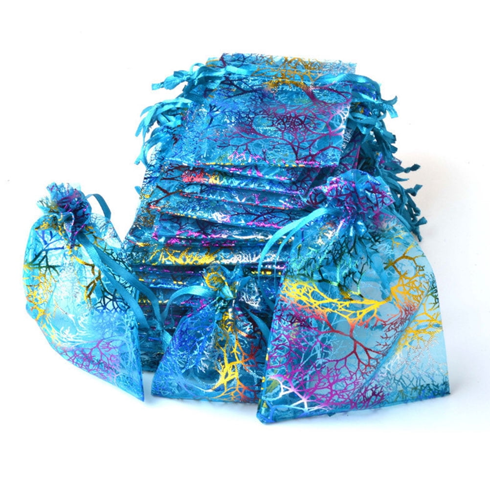 Tineasur 20Pcs Sky Blue Drawstring Bags Gauze Jewelry Pouches Storage ...