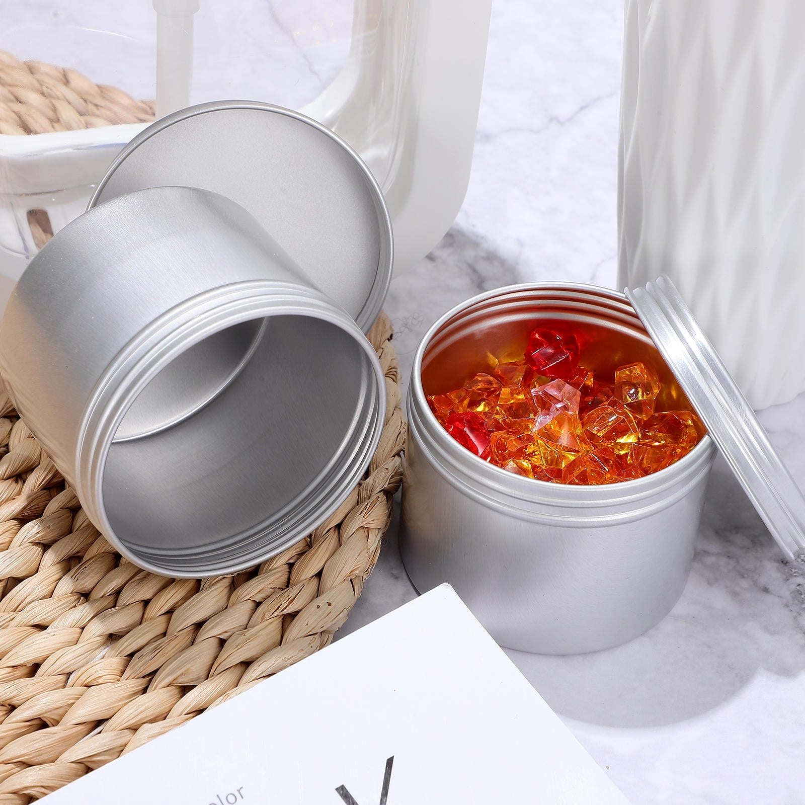 Tineasur 20Set Empty Tins With Lids Silver 2.55X2.55X1.97in Metal Tin ...