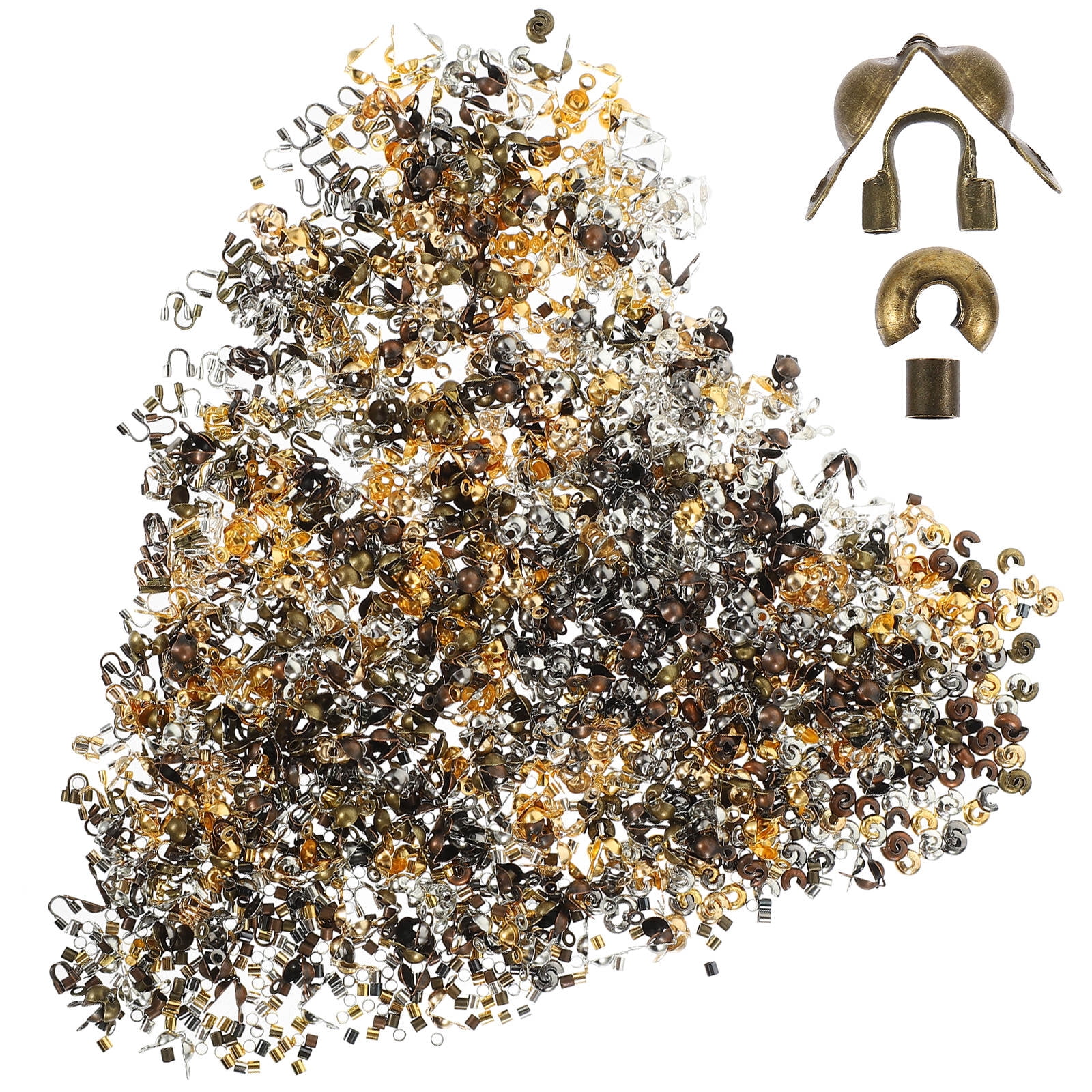 Tineasur 2100Pcs Crimp Ends For Jewelry Making Assorted Color Metal Diy ...