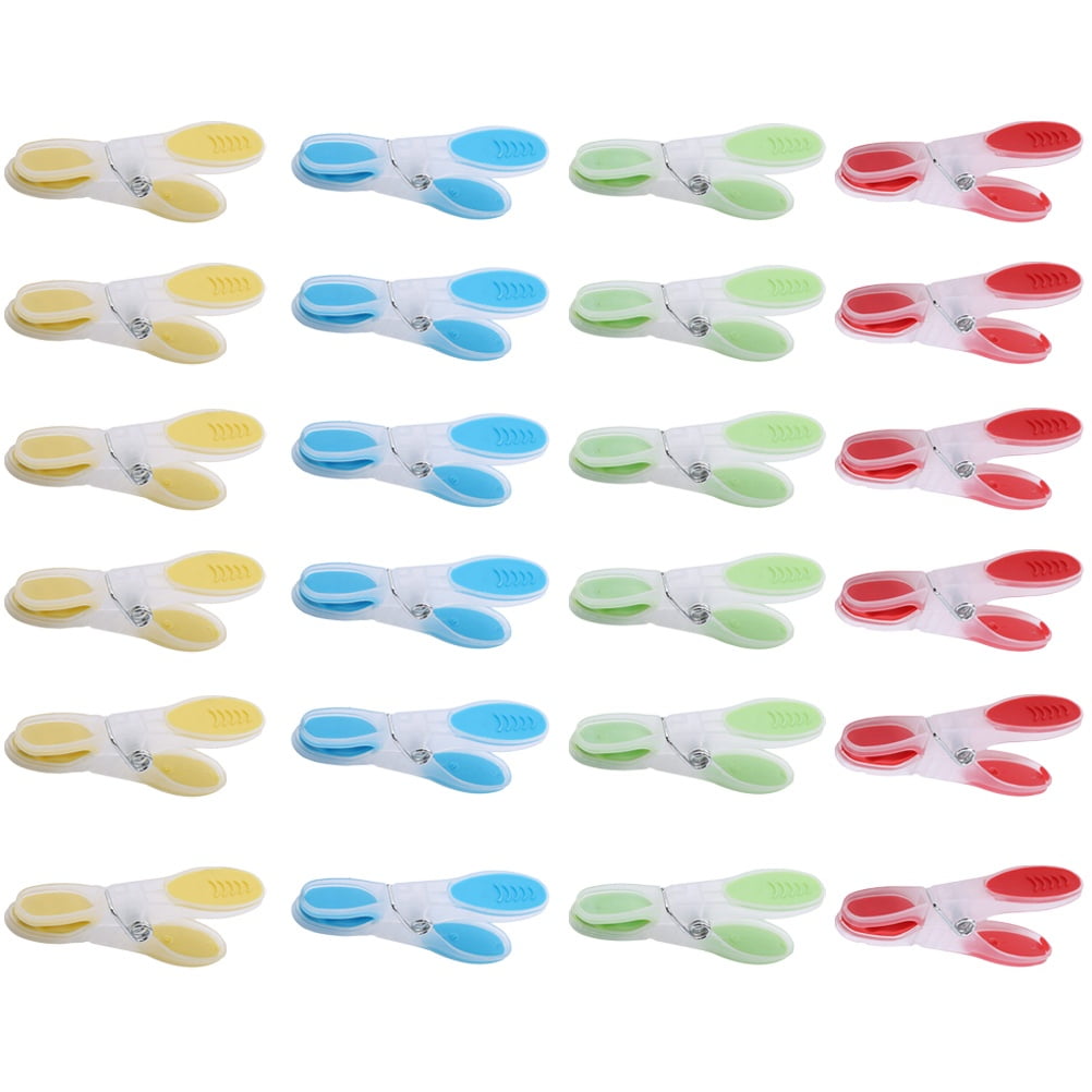 Tineasur Plastic Laundry Sock Clips 24Pcs Assorted Colors Non-Slip ...