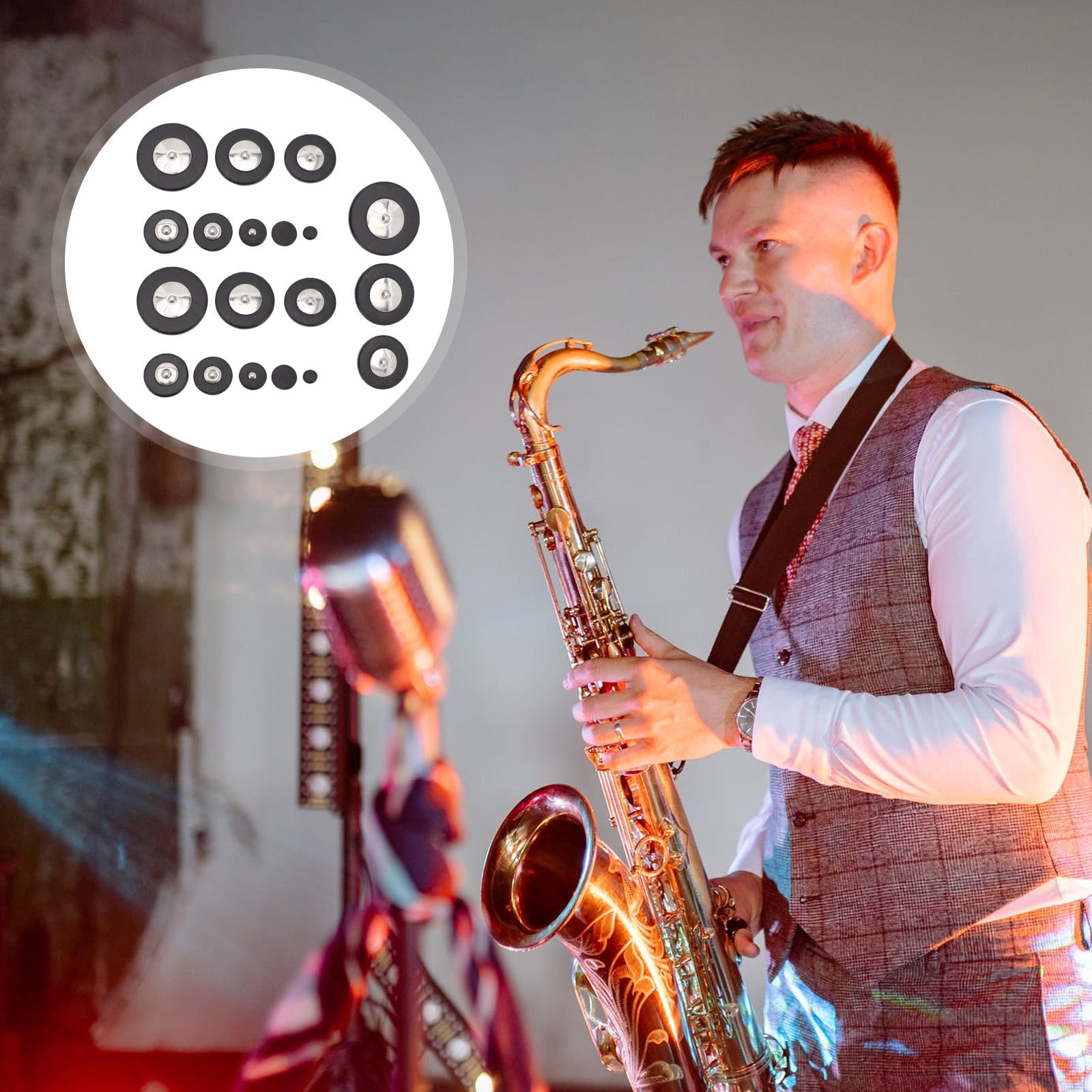 Tineasur 25Pcs Saxophone Cushion for Instrument Pads Durable Silver ...