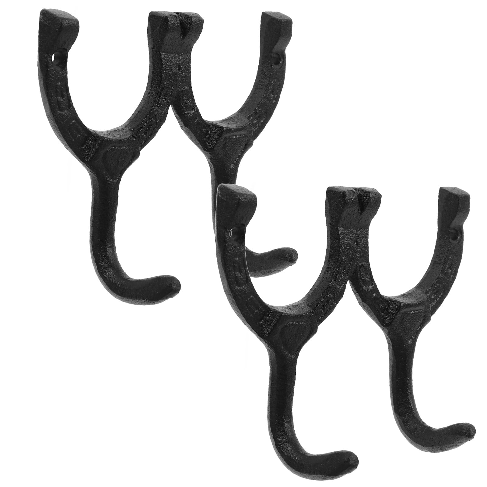 Tineasur 2Pcs Rustic Cast Iron Wall Hooks Black Decorative Hooks for ...
