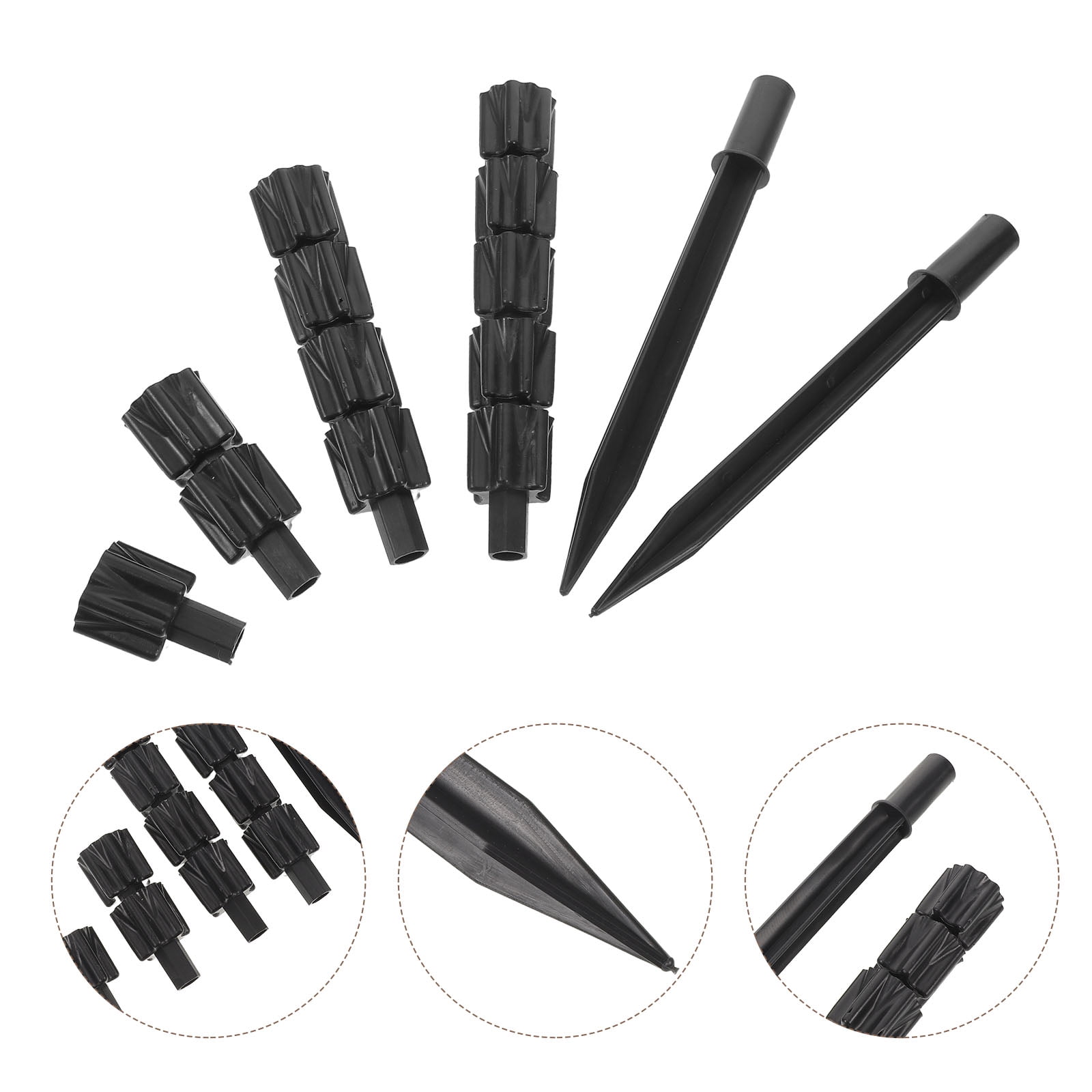 Tineasur 2-Pack Black Plastic Ground Spikes for Garden Use, Artificial ...