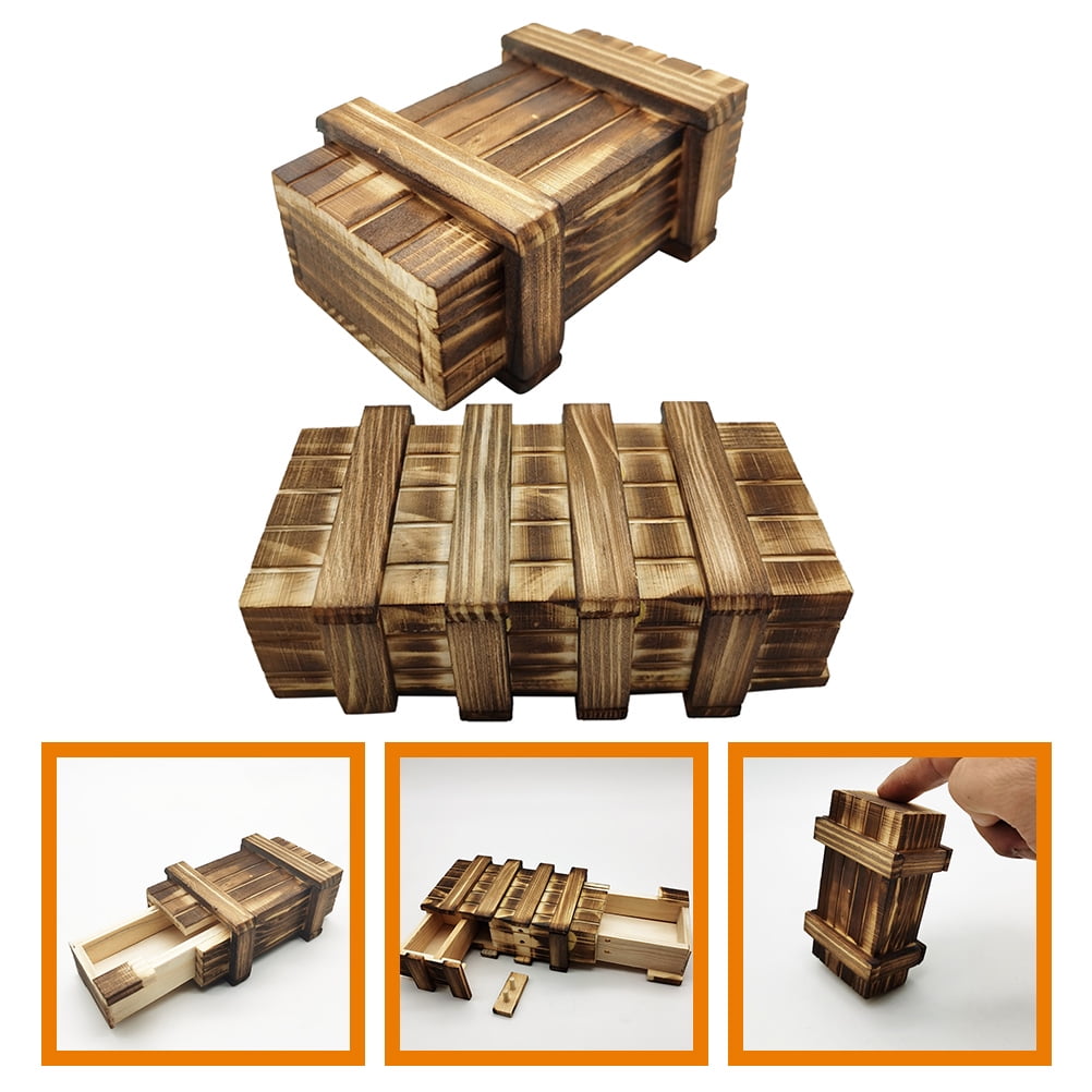 Tineasur Wooden Box Toy with Hidden Compartment 2Pcs - Walmart.com