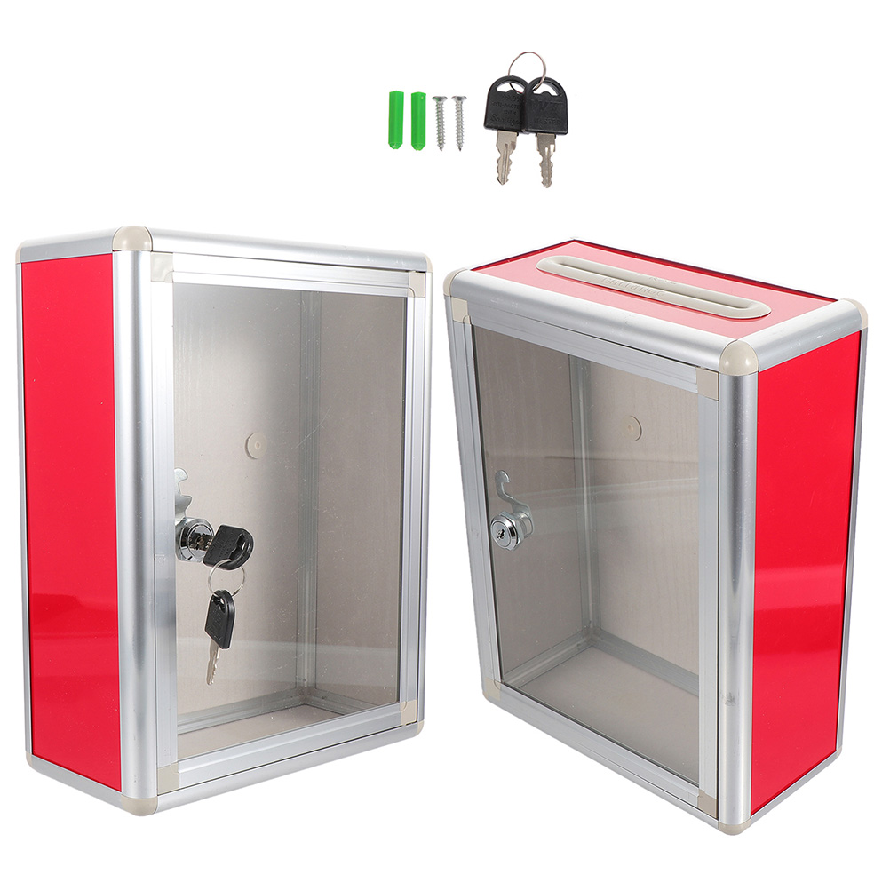 Tineasur 2Pcs Red Letter Box for General Public Metal Donation Box with ...