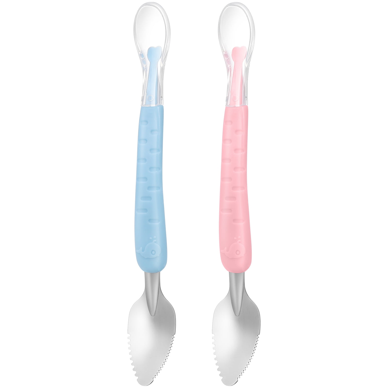 Tineasur 2Pcs Toddler Silverware Double Sided Spoon for Kids Dining ...