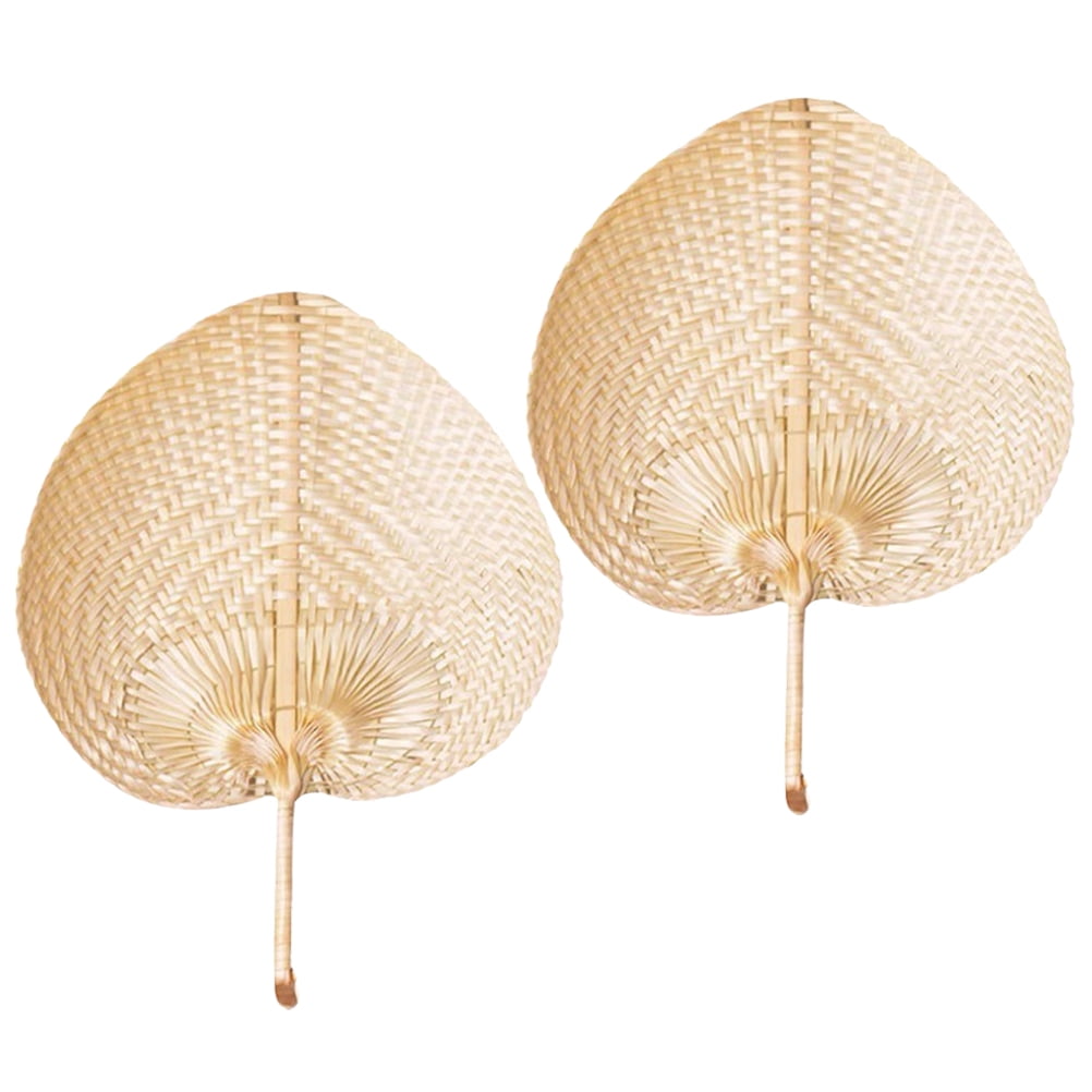 Tineasur 2Set Chinese Handmade Fan Weaving Fan Khaki Summer Season ...