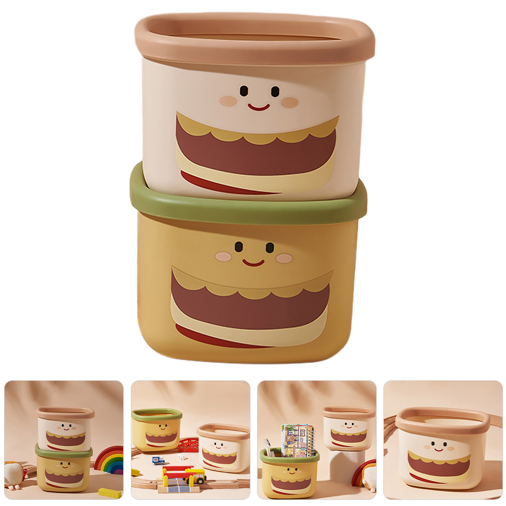 Tineasur 2pcs Mini Desk Trash Can Cute Cartoon Hamburger Rubbish Bin ...