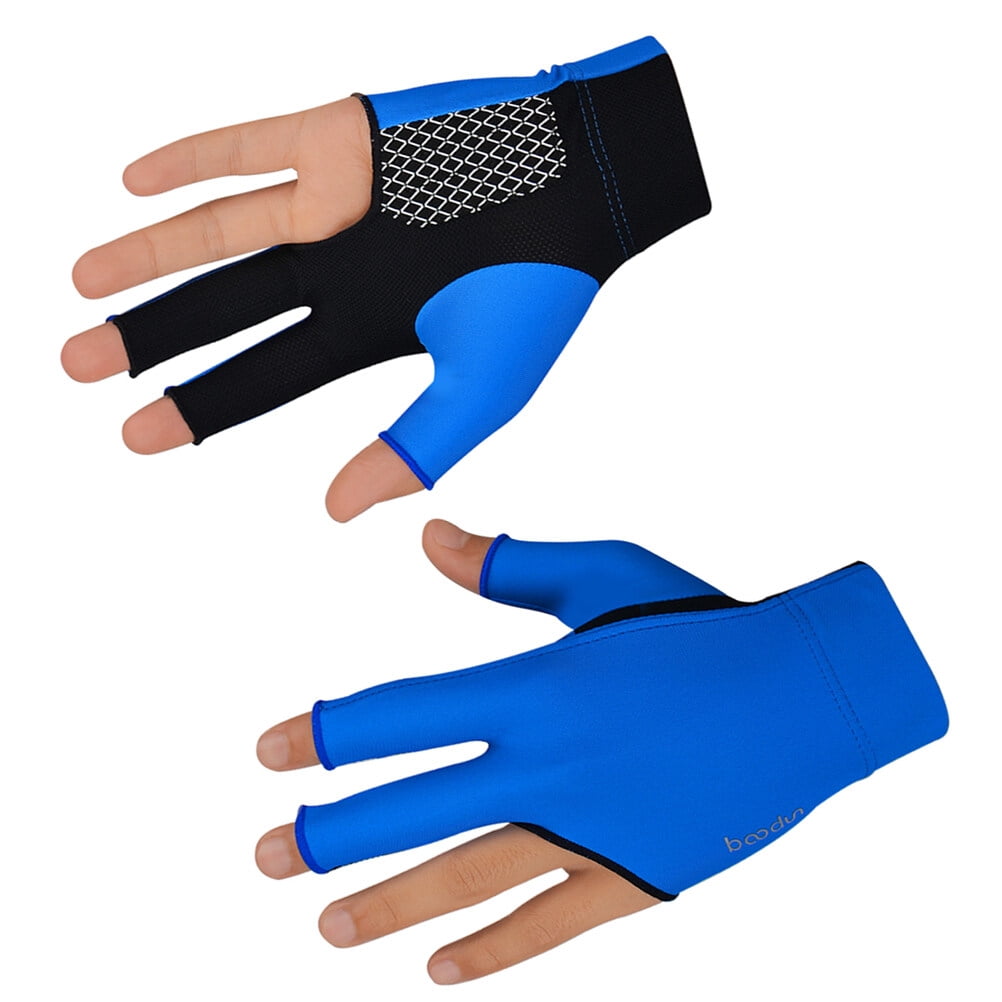 Tineasur 3 Fingers Glove Blue Elastic Wrist Billiards Glove for ...