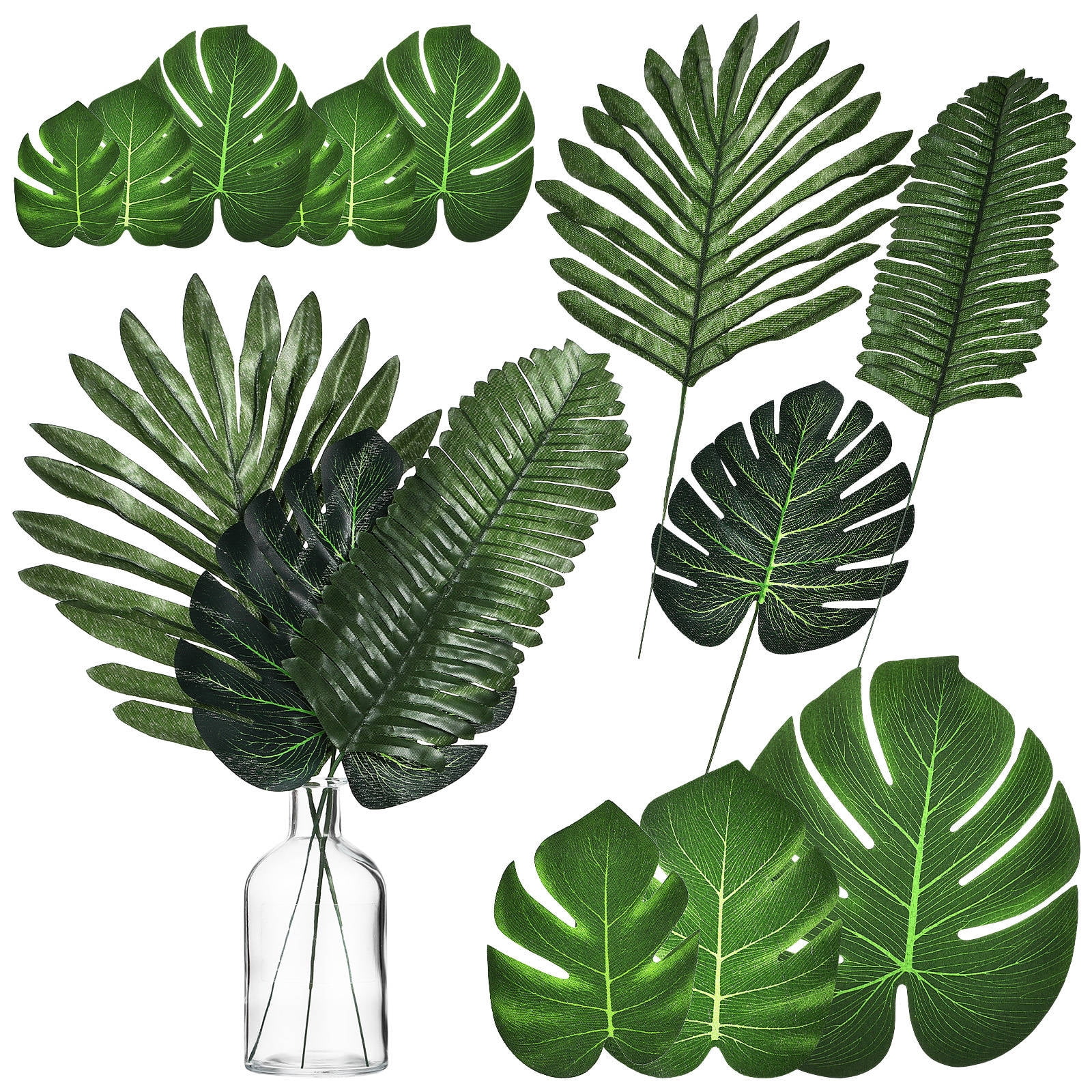 Tineasur 30 Pcs Green Artificial Leaves Assorted Color Photography ...