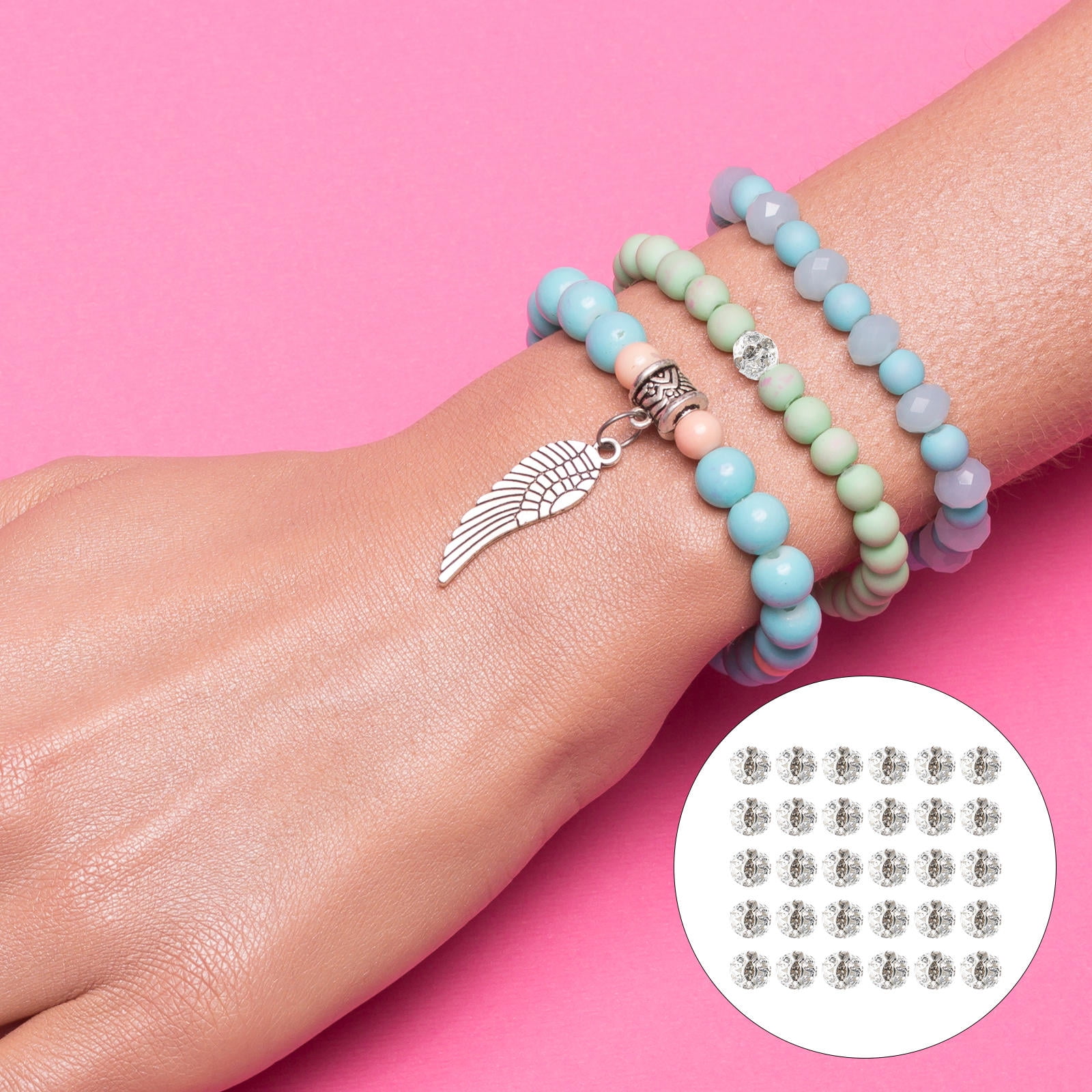 Tineasur Jewelry Spacers Loose Spacer Beads Silver 30pcs - Walmart.com