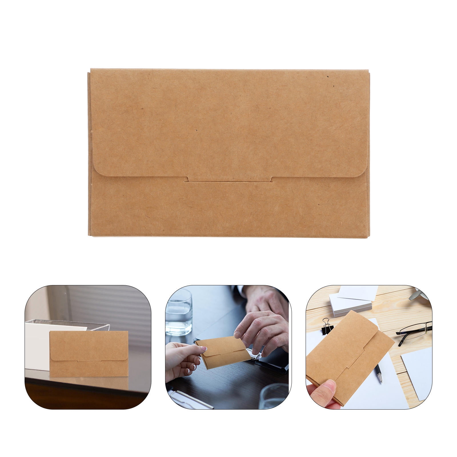 Tineasur 30Pcs Office Card Box Brown 350g Paper Business Card Organizer ...