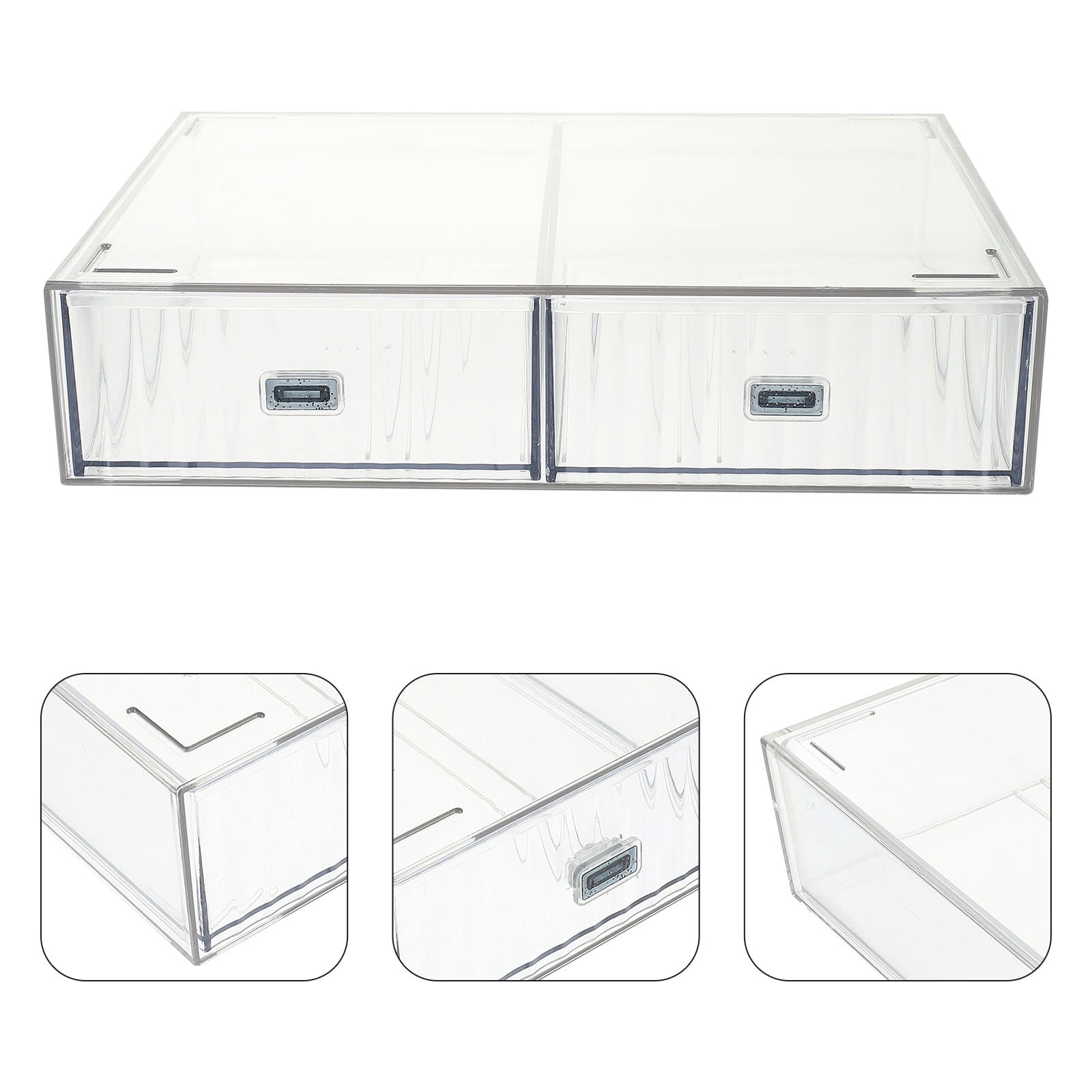 Tineasur 3Pack Organizer Box with Drawer Transparent PP Material for ...