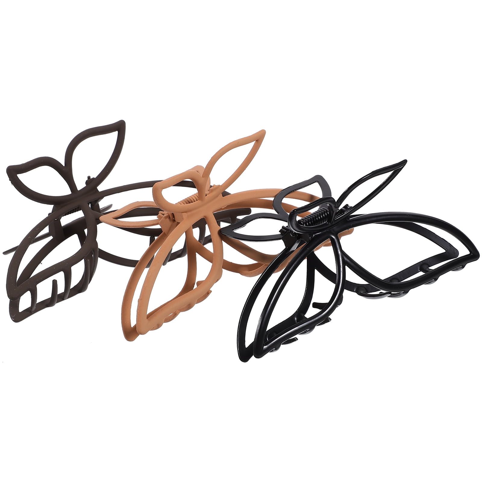 Tineasur Cute Hair Claw Clips Brown 3Pcs Plastic Minimalist Style For ...