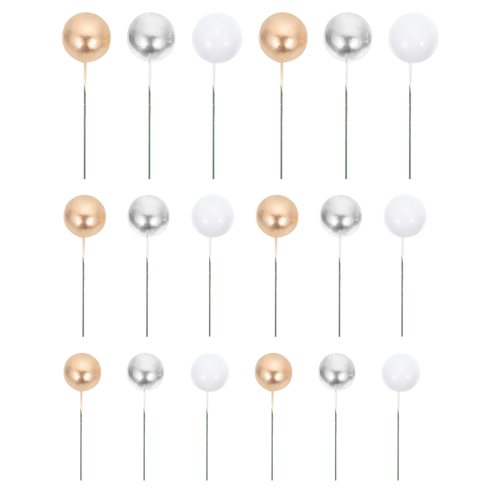 Tineasur 45Set Foams Balls Cake Picks White Pink Golden Latex Thread ...