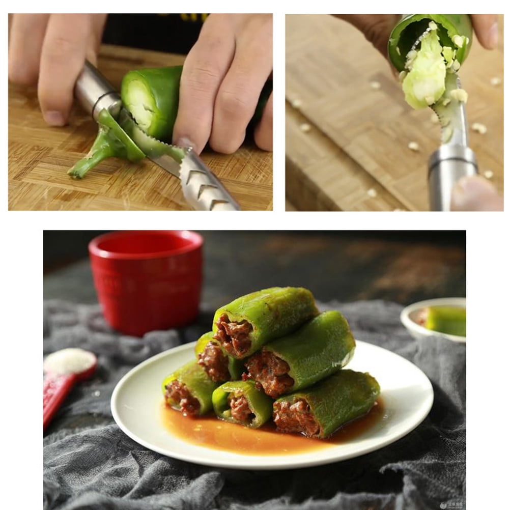 Tineasur 4Pcs Kitchen Gadget Pepper Remover with Pointed Internal for ...
