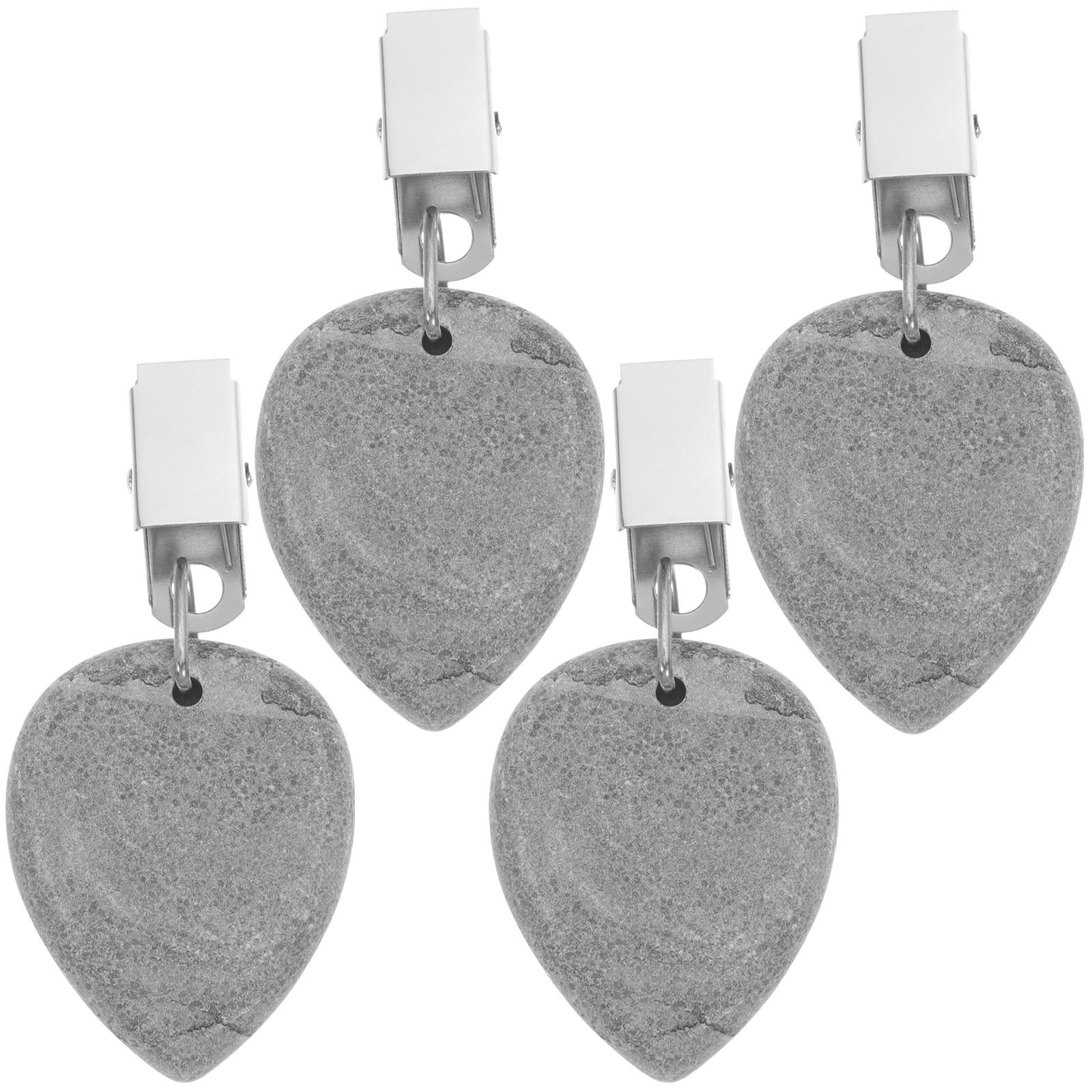 Tineasur 4Pcs Compact Tablecloth Weights with Metal Clips Gray Stone ...