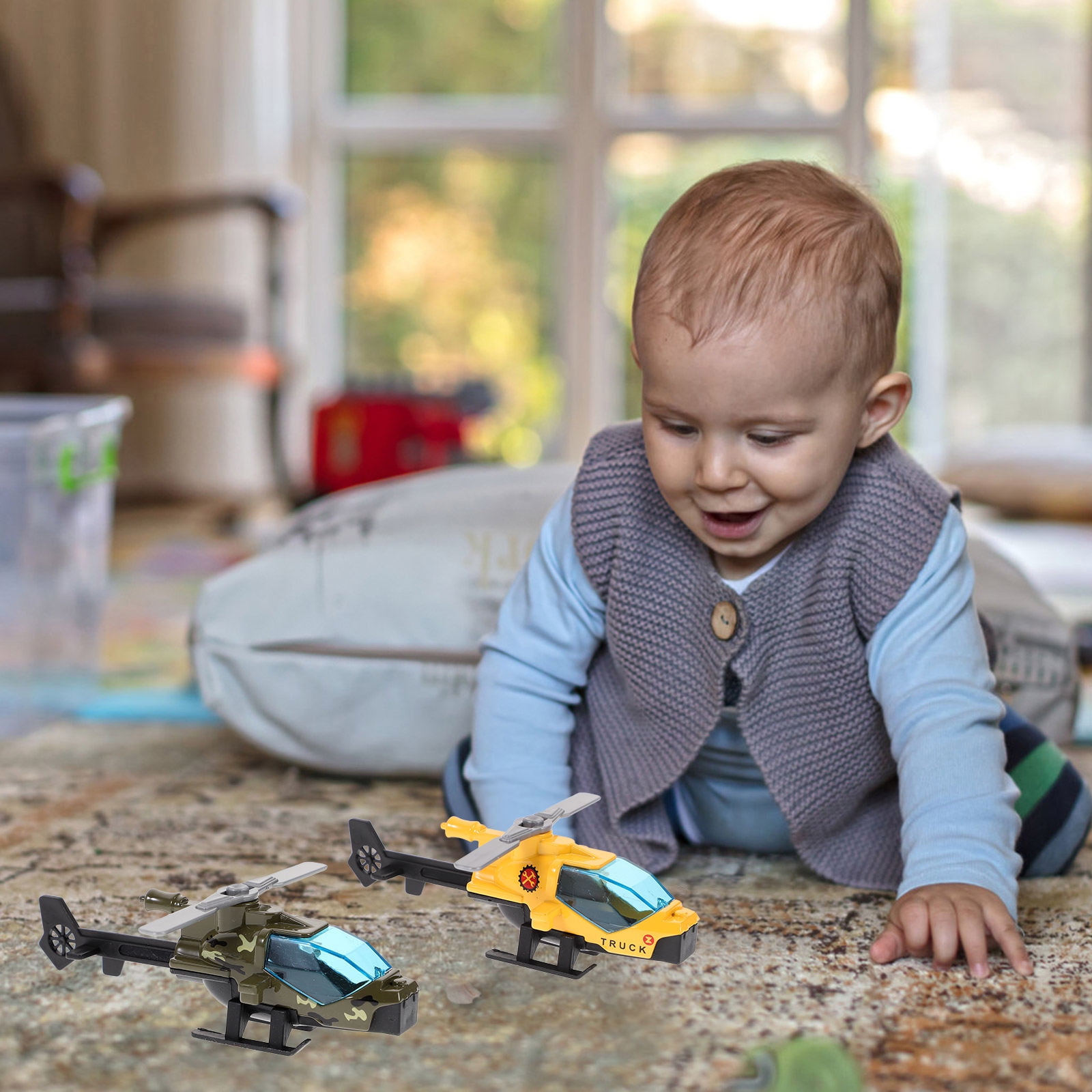 Tineasur 4pcs Metal Airplane Models Miniature Helicopter Decorations ...