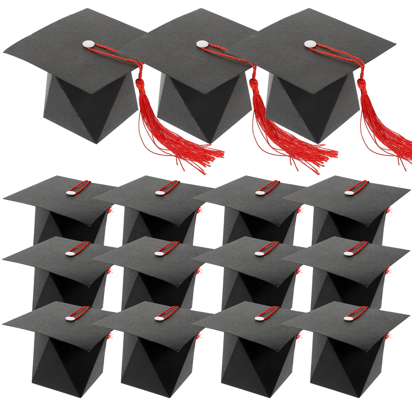 Tineasur 50Pcs Graduation Cap Candy Box in Red for Graduation ...
