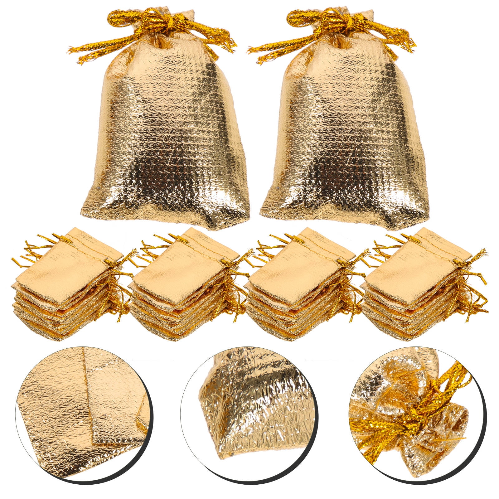 Tineasur 50Pcs Golden Drawstring Jewelry Pouch Bags for Wedding Favors ...